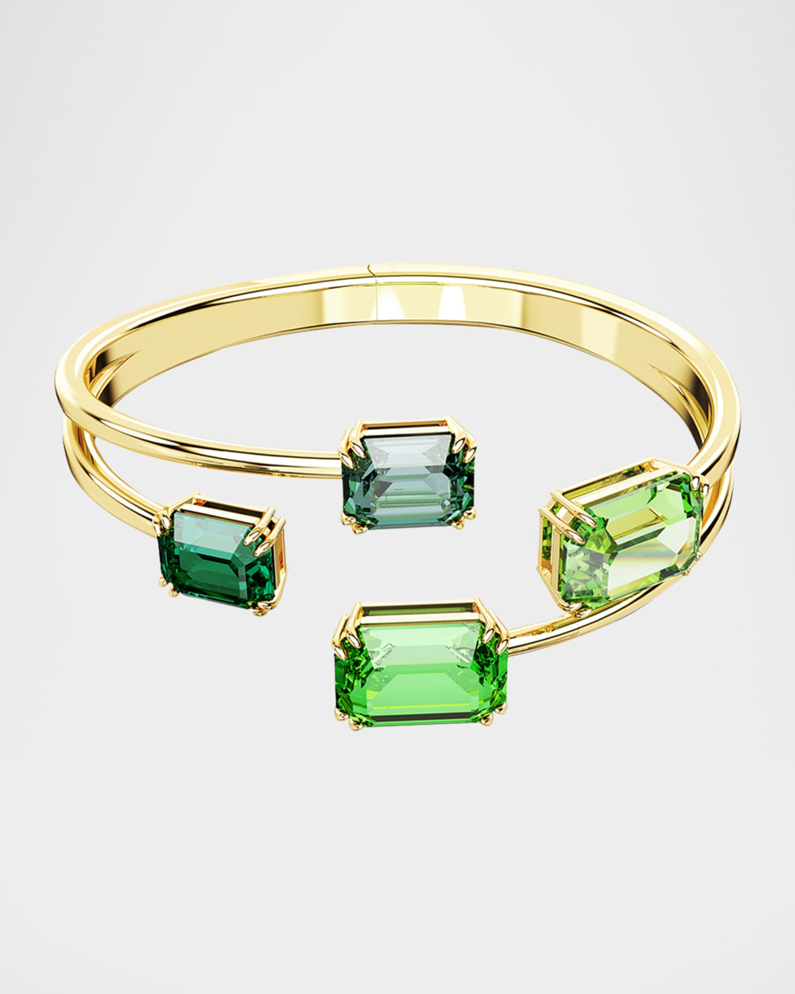 SWAROVSKI Millenia Gold-Tone Octagon-Cut Green Crystal Bangle Bracelet ...