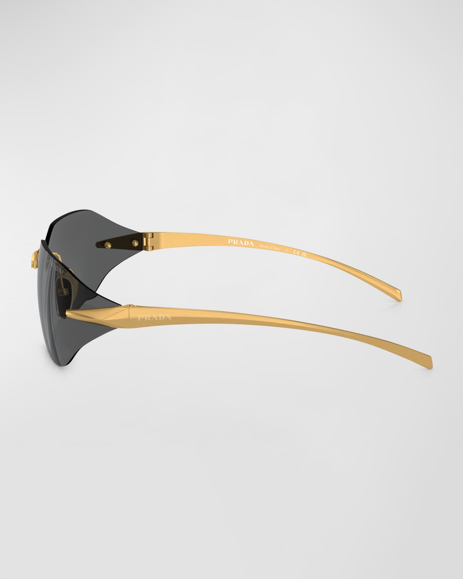 Prada Men's Rimless Gold-tone Wrap Sunglasses | Neiman Marcus