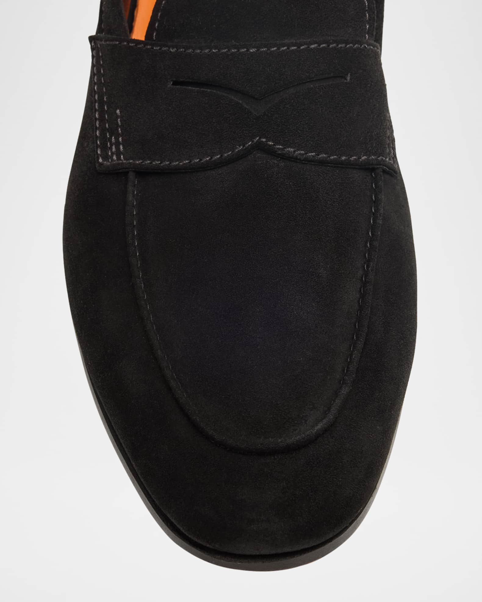 Santoni Men's Carlos Suede Penny Loafers | Neiman Marcus