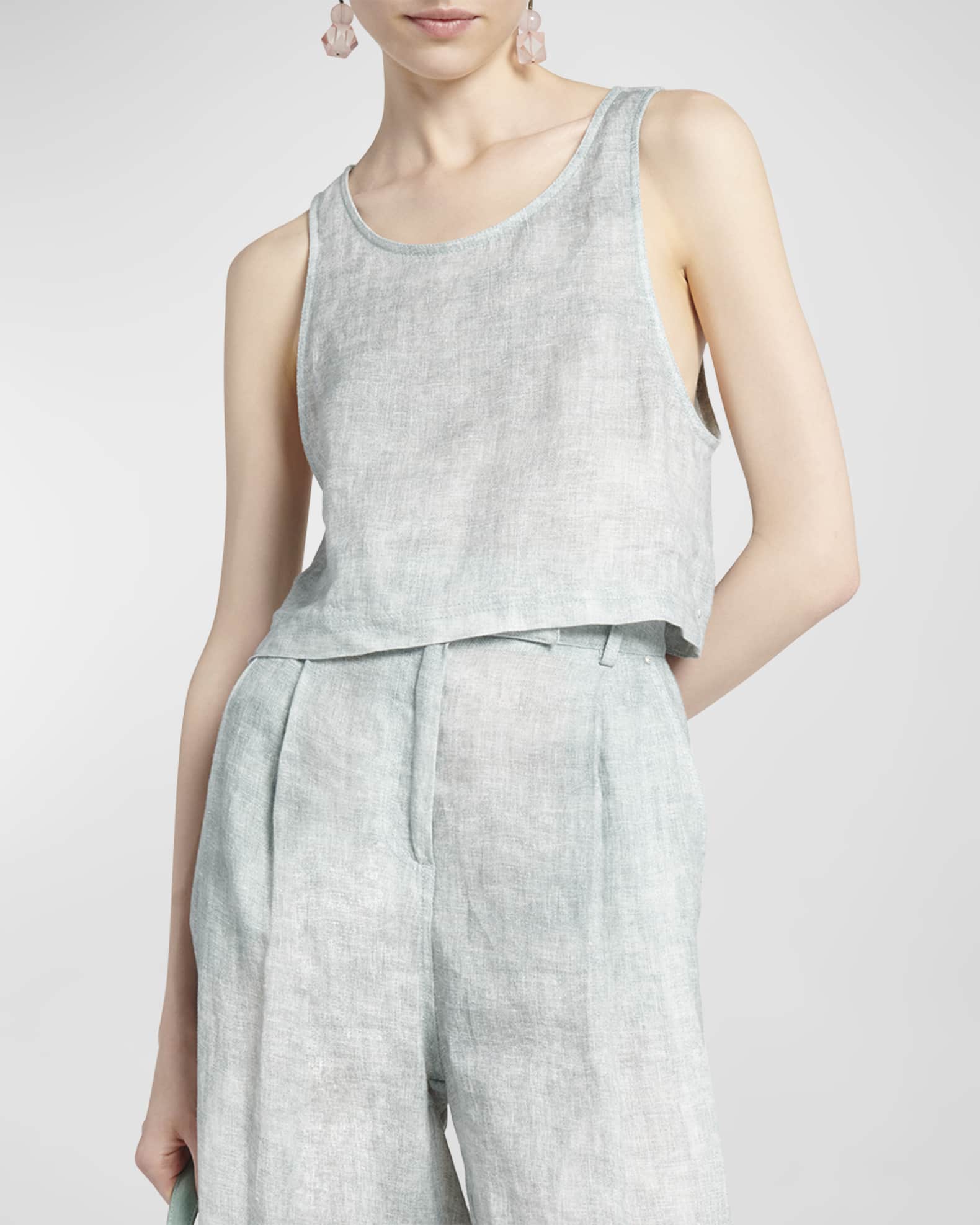Giorgio Armani Linen Denim Effect Tank Top | Neiman Marcus