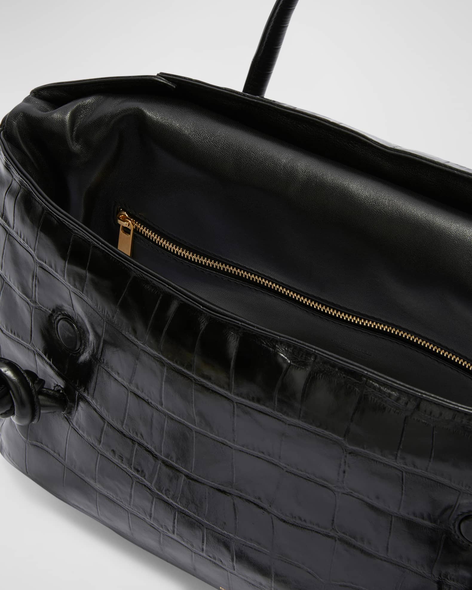 Jil Sander Medium Knot Croc-Print Shoulder Bag | Neiman Marcus