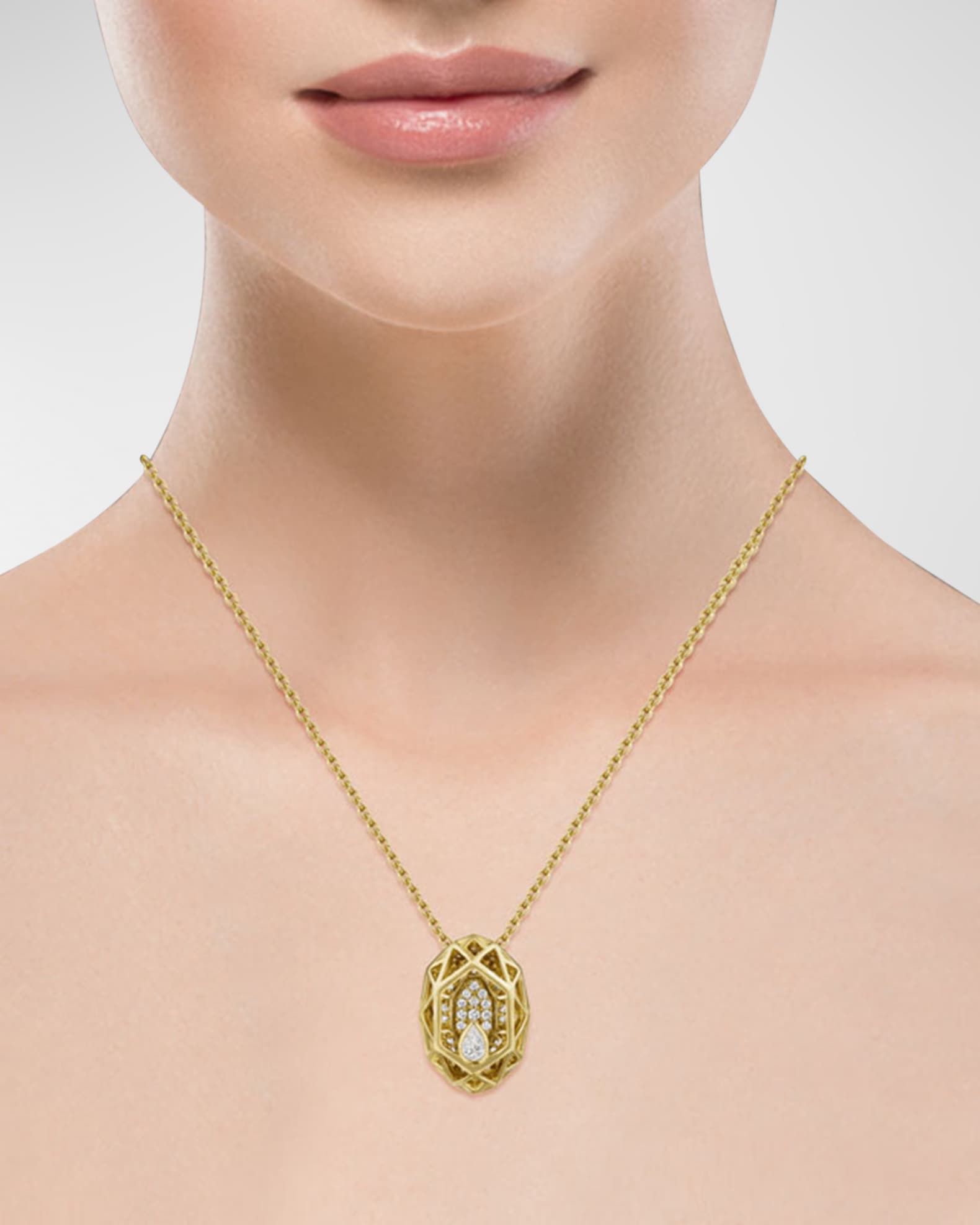 Hueb 18K Estelar White Gold Pendant Necklace with Diamonds, 18"L ...