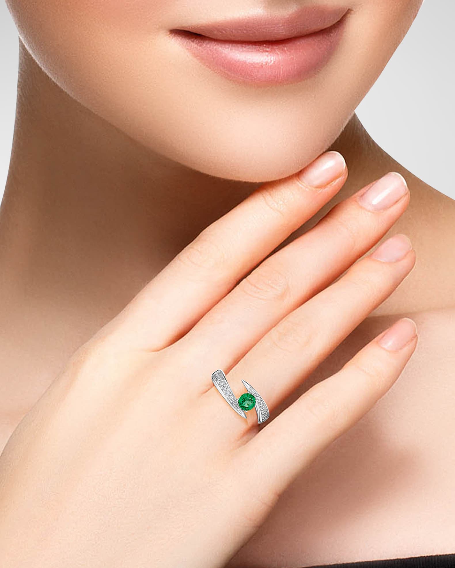 Hueb 18K Tribal White Gold Emerald Ring with VS-GH Diamonds | Neiman Marcus