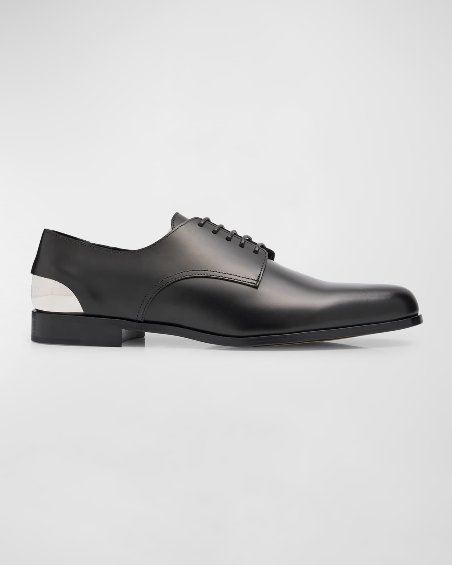 Alexander McQueen Men's Leather Metal-Heel Derby Shoes | Neiman Marcus