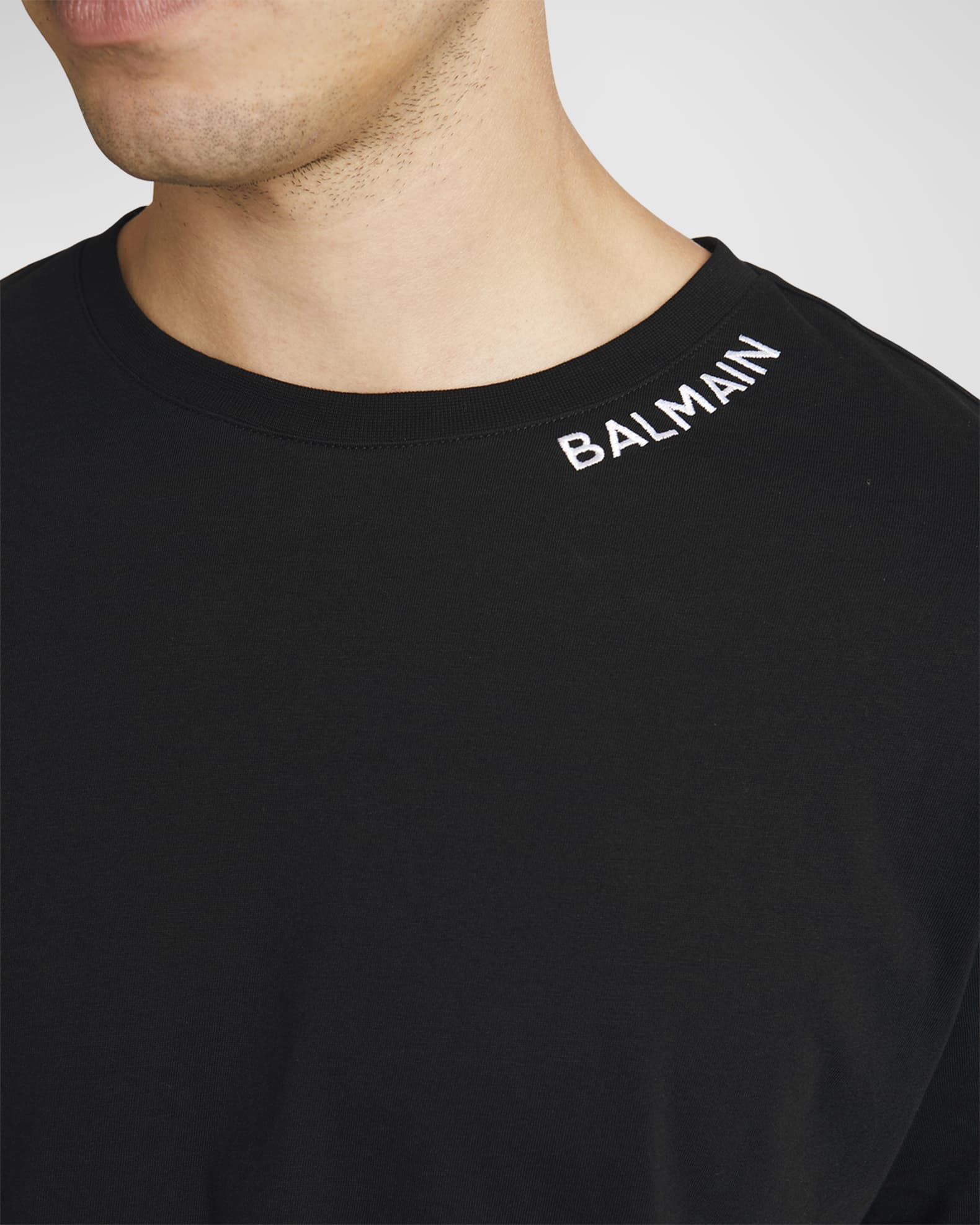 Balmain Men's T-Shirt with Collar Logo | Neiman Marcus