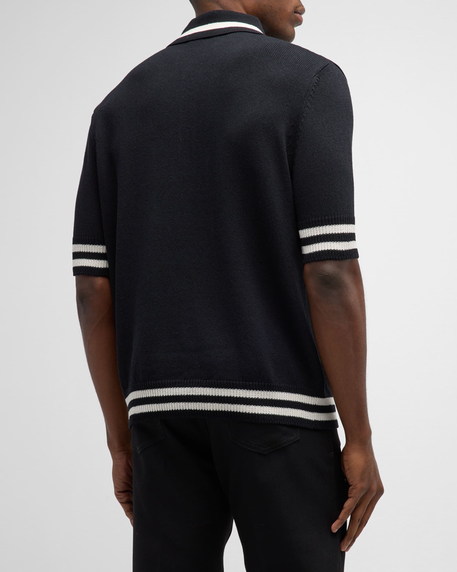 Balmain Men's Striped-Trim Polo Shirt | Neiman Marcus