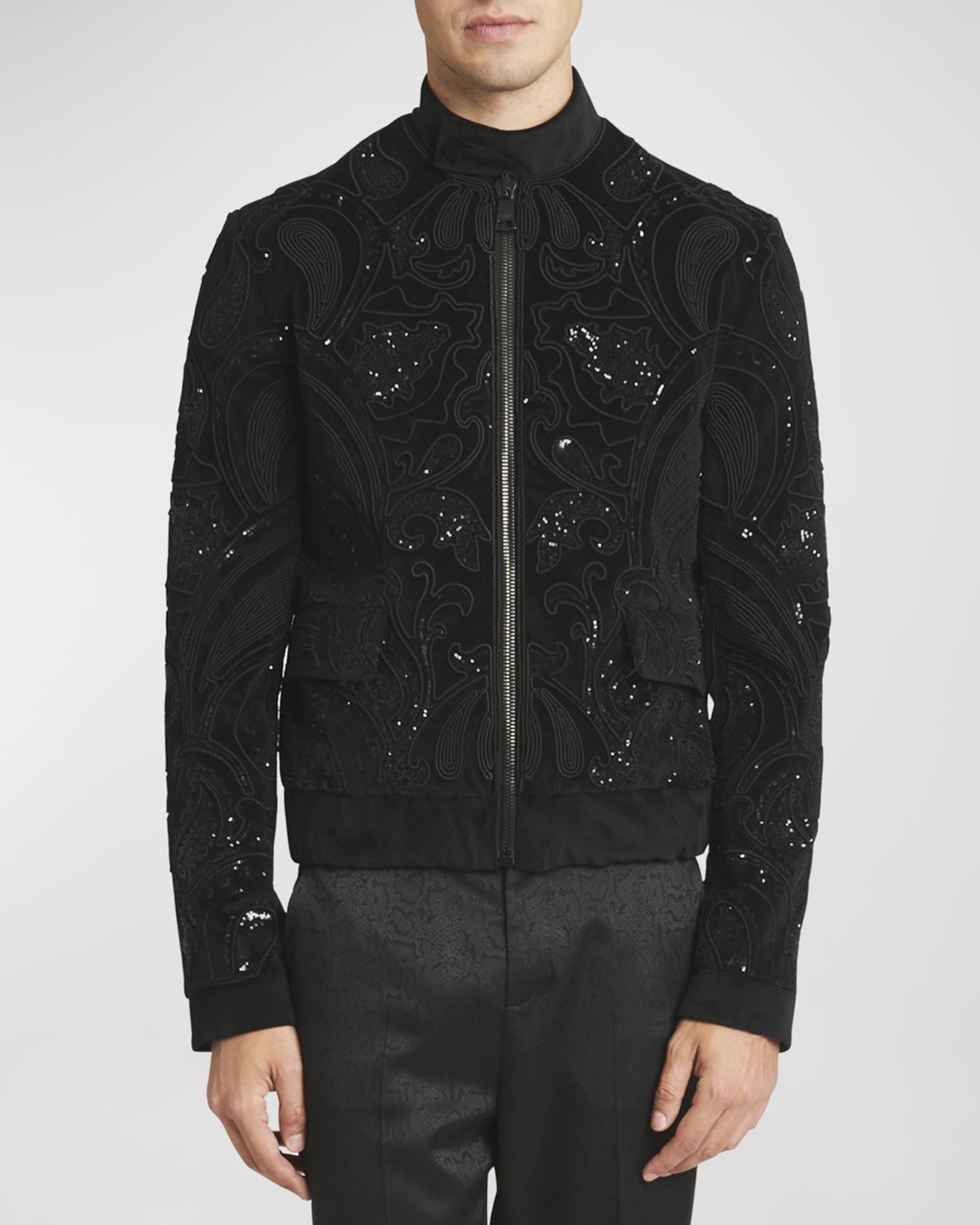 Balmain Men's Baroque Embroidered Bomber Jacket | Neiman Marcus