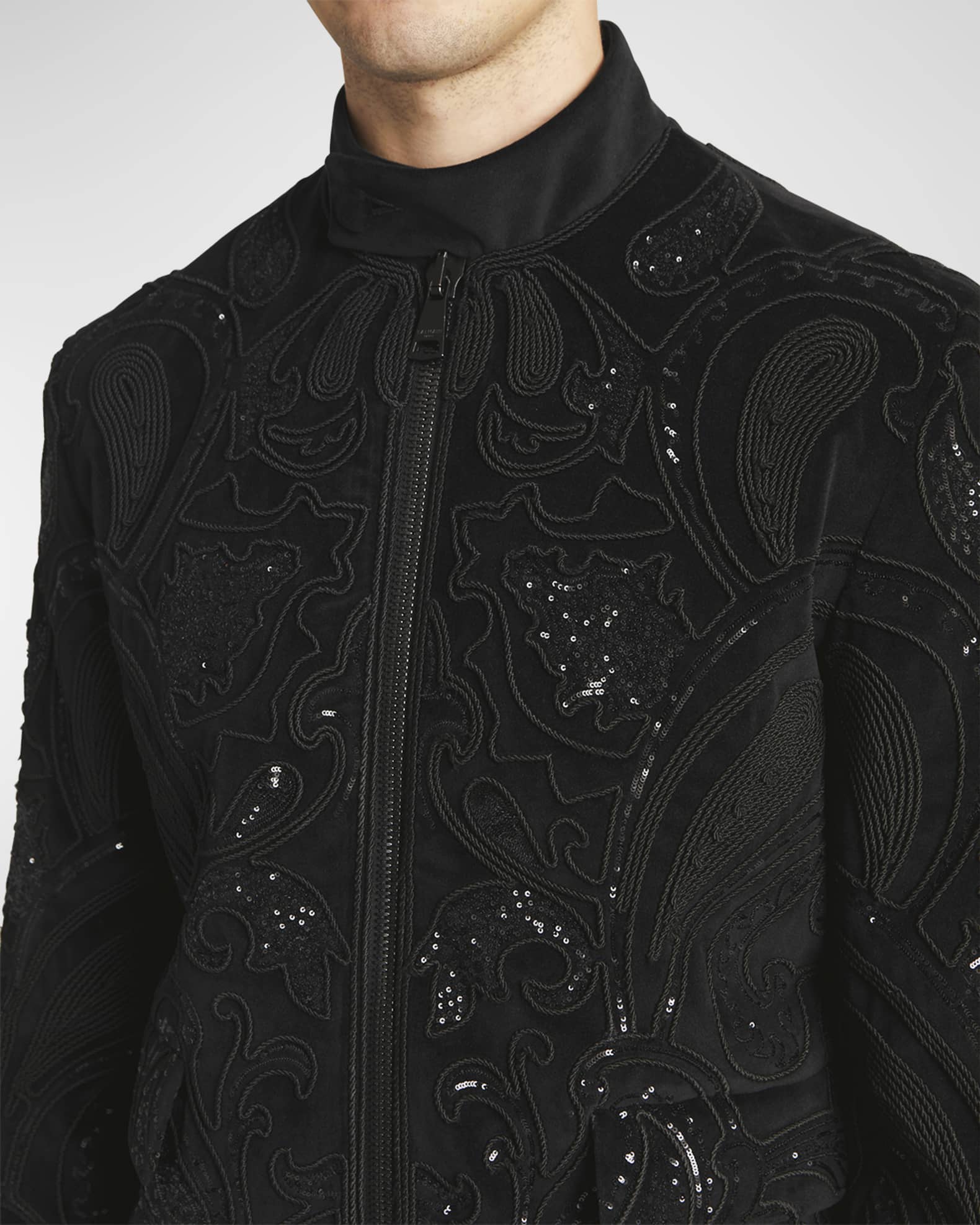 Balmain Men's Baroque Embroidered Bomber Jacket | Neiman Marcus
