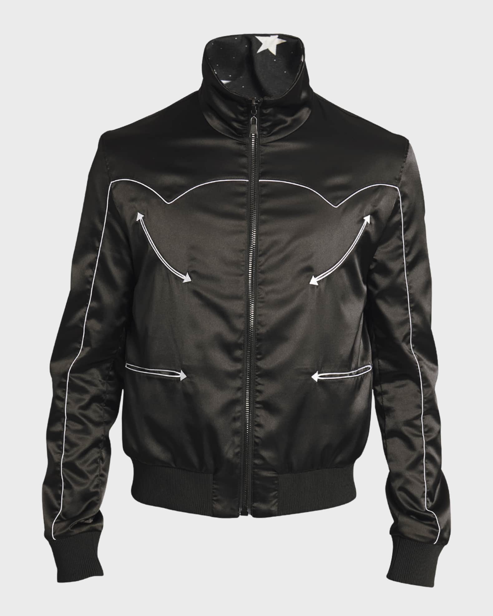 Balmain Men's Reversible Western Cut and Star Bomber Jacket | Neiman Marcus