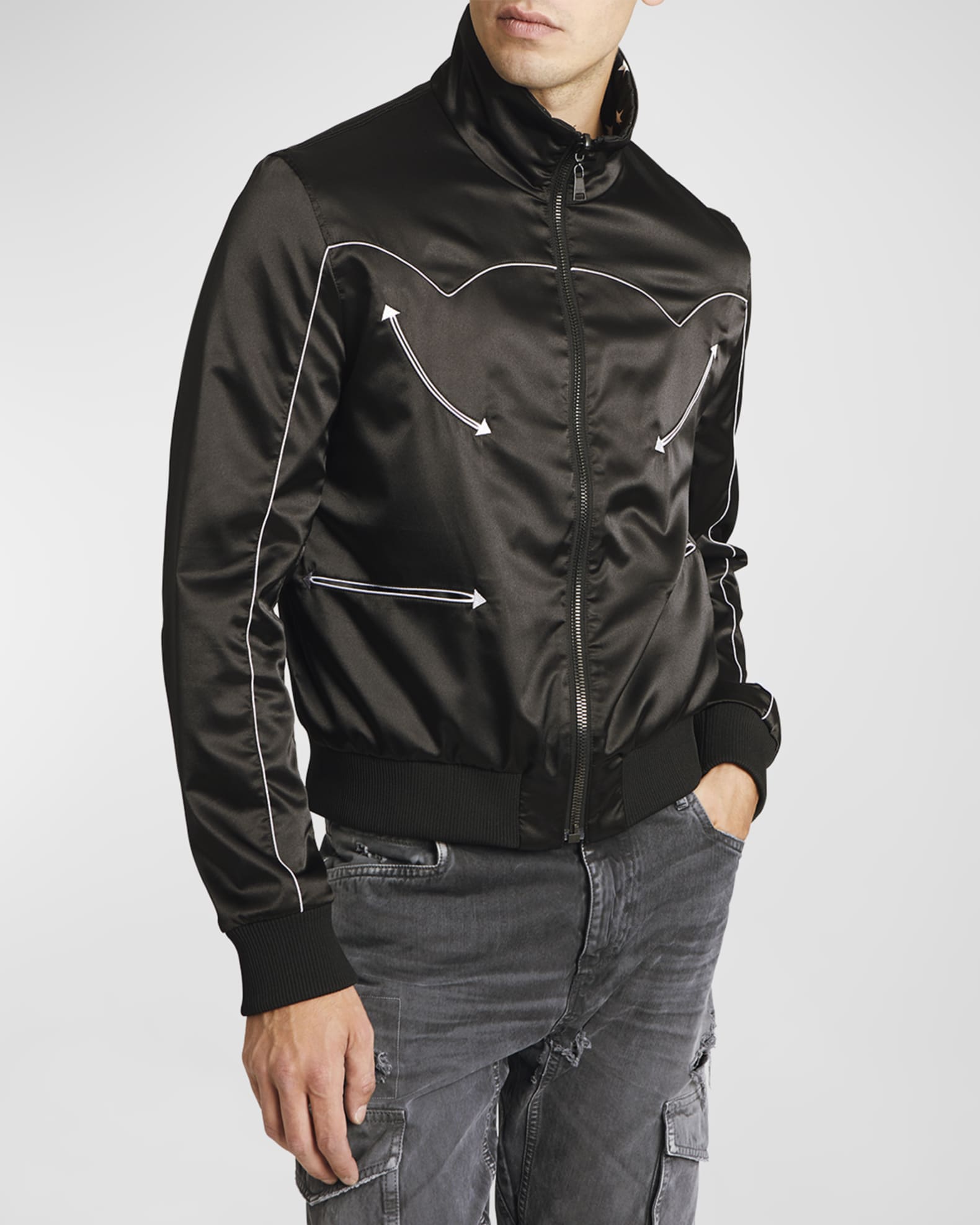Balmain Men's Reversible Western Cut and Star Bomber Jacket | Neiman Marcus