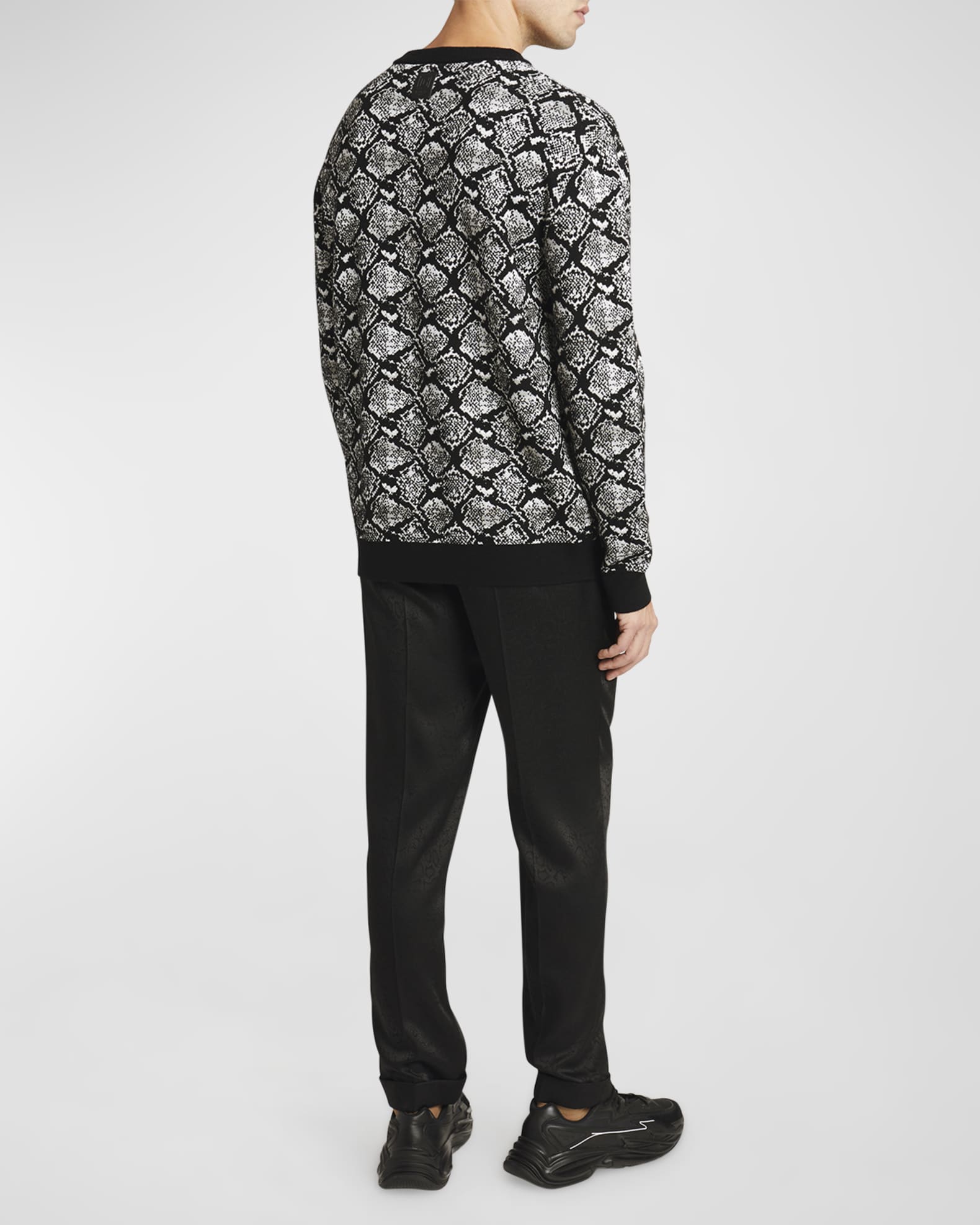 Balmain Men's Python Jacquard Wool Sweater | Neiman Marcus
