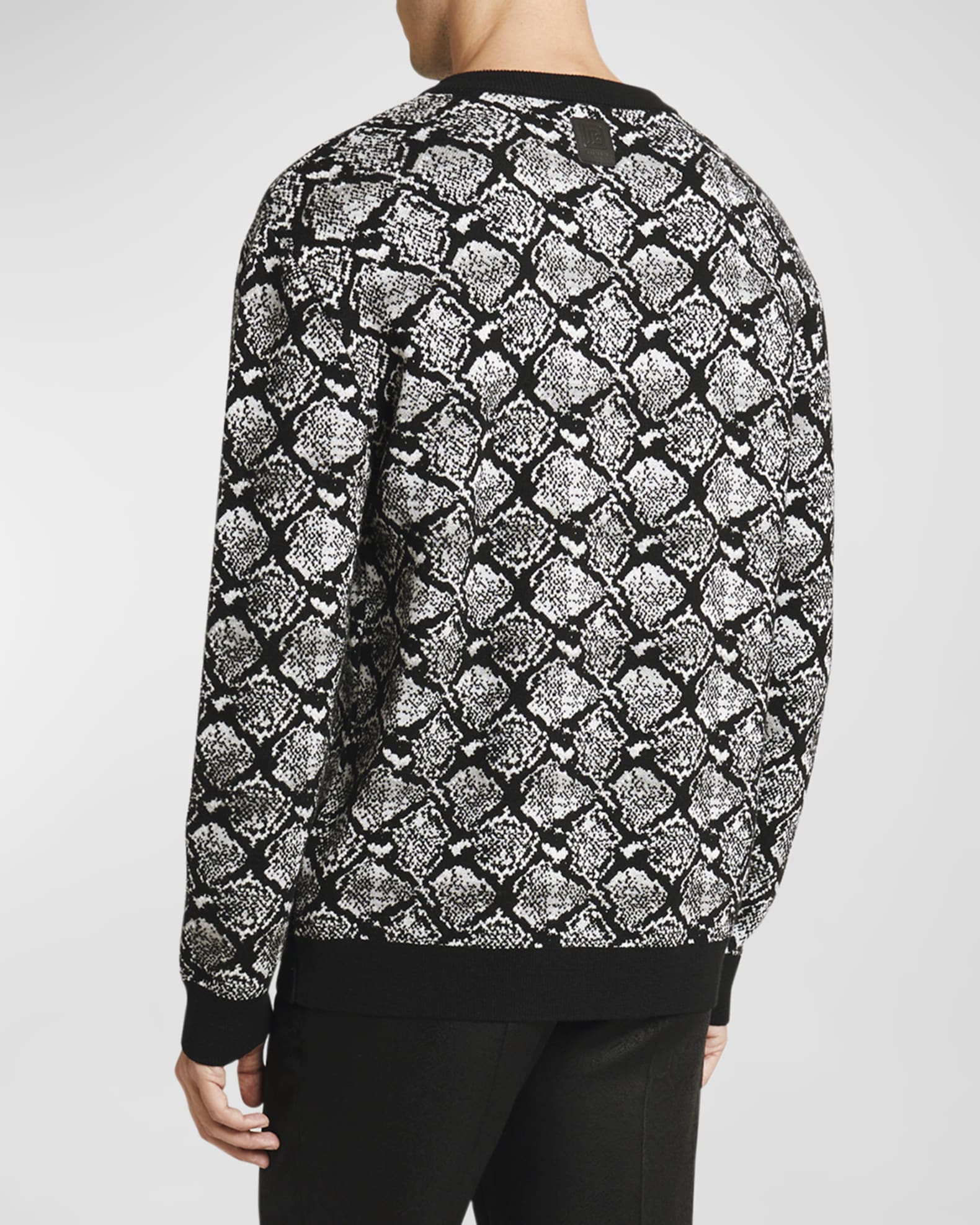 Balmain Men's Python Jacquard Wool Sweater | Neiman Marcus