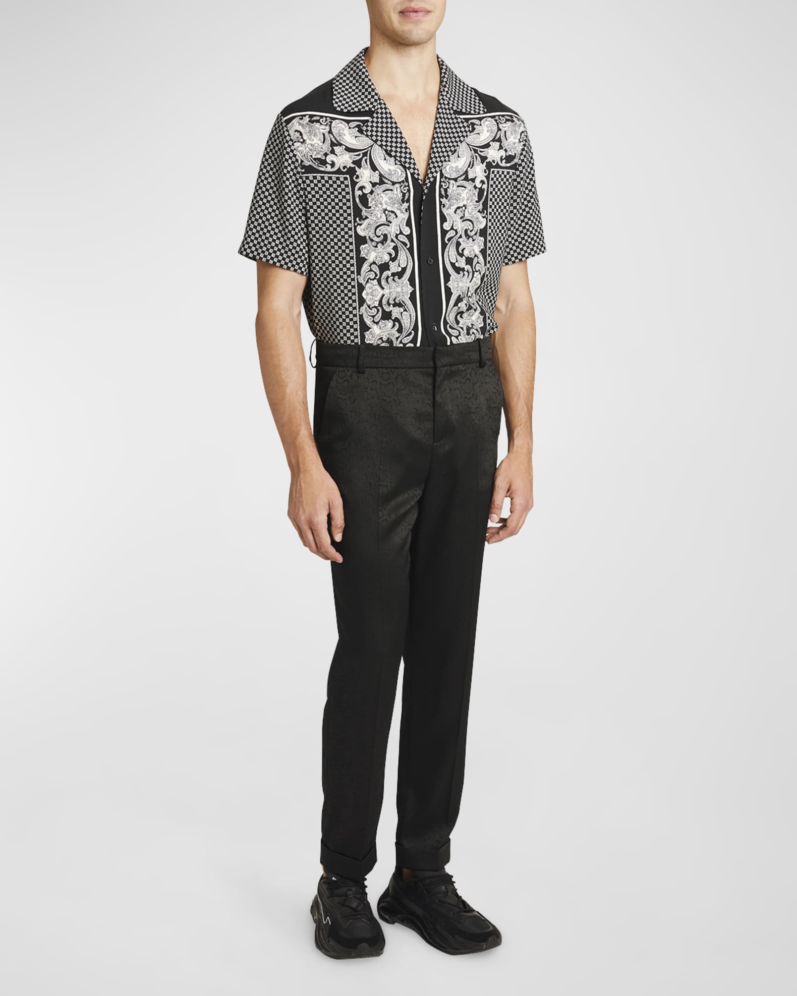 Balmain Men's Python Jacquard Dress Pants | Neiman Marcus