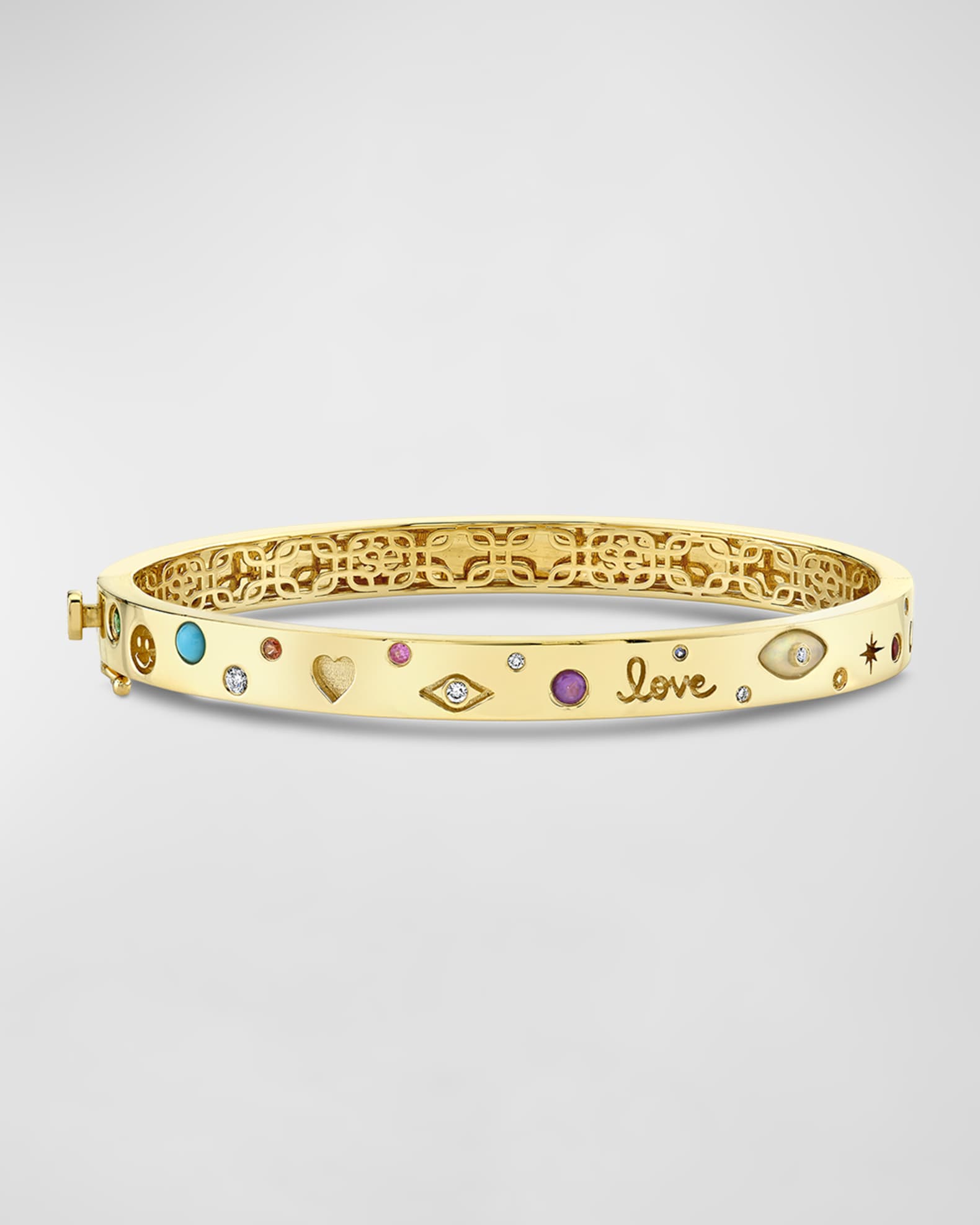 Sydney Evan 14K Gold Iconography Hinge Bangle | Neiman Marcus