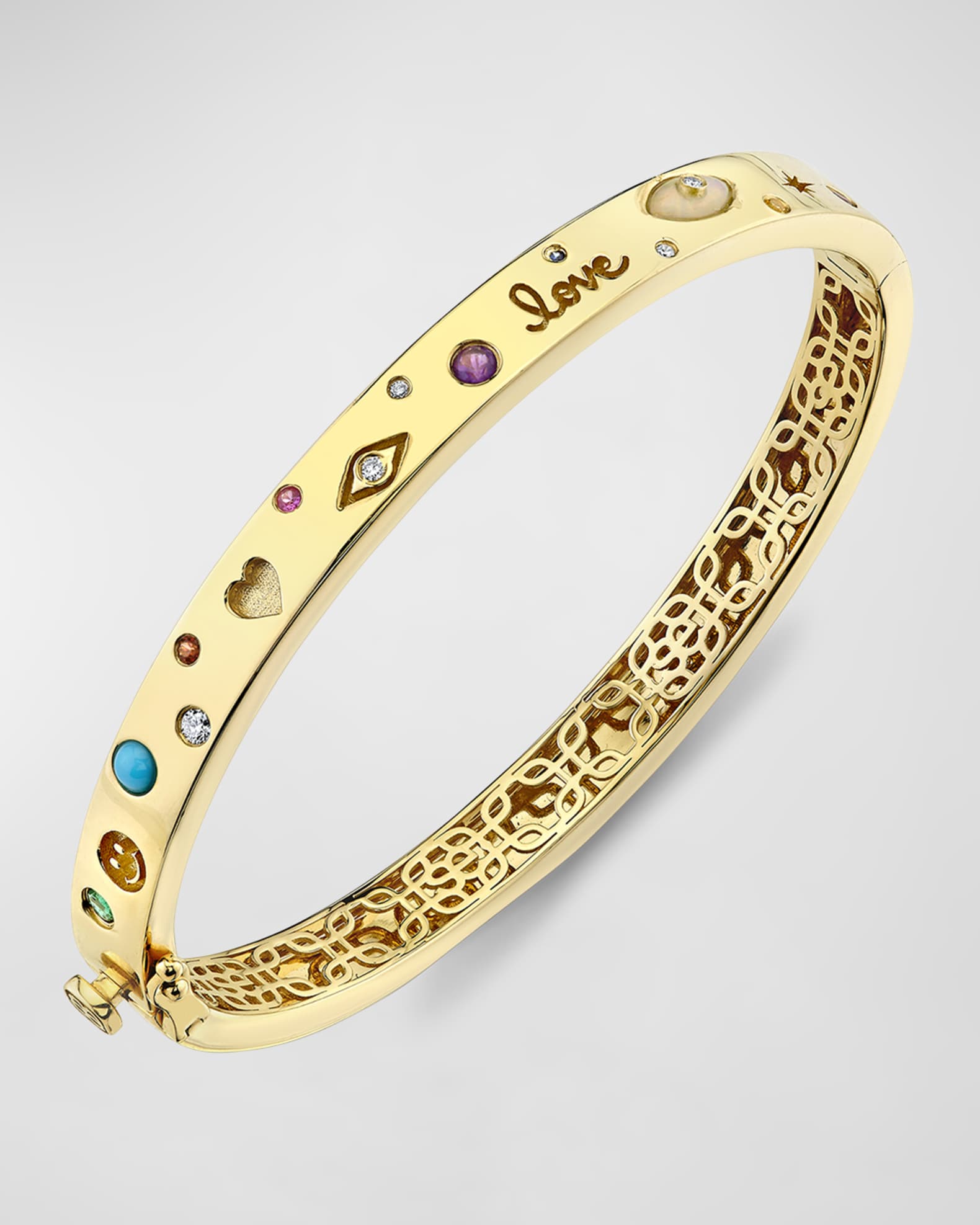 Sydney Evan 14K Gold Iconography Hinge Bangle | Neiman Marcus