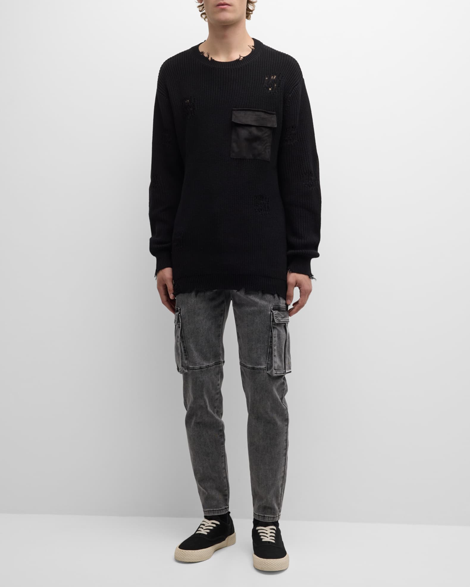 SER.O.YA Men's Devin Distressed Sweater | Neiman Marcus