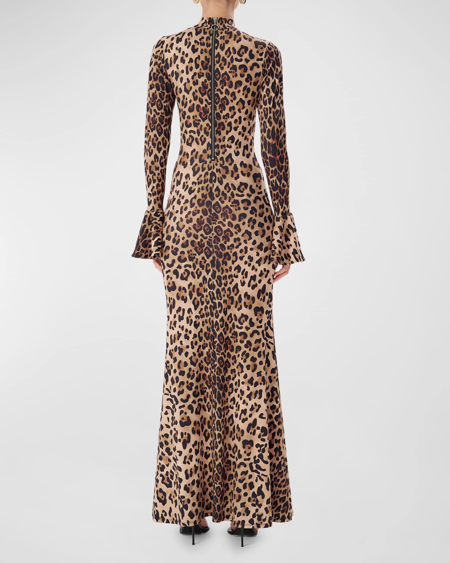 Ronny Kobo Maeve Leopard-Print Mock-Neck Maxi Dress | Neiman Marcus