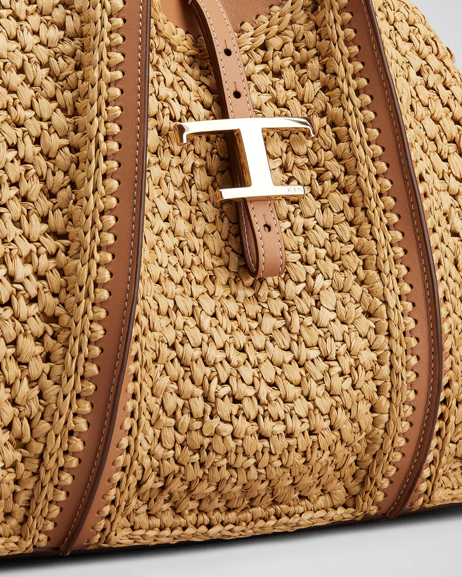 Medium Raffia T Timeless Tote Shopping Bag | Neiman Marcus