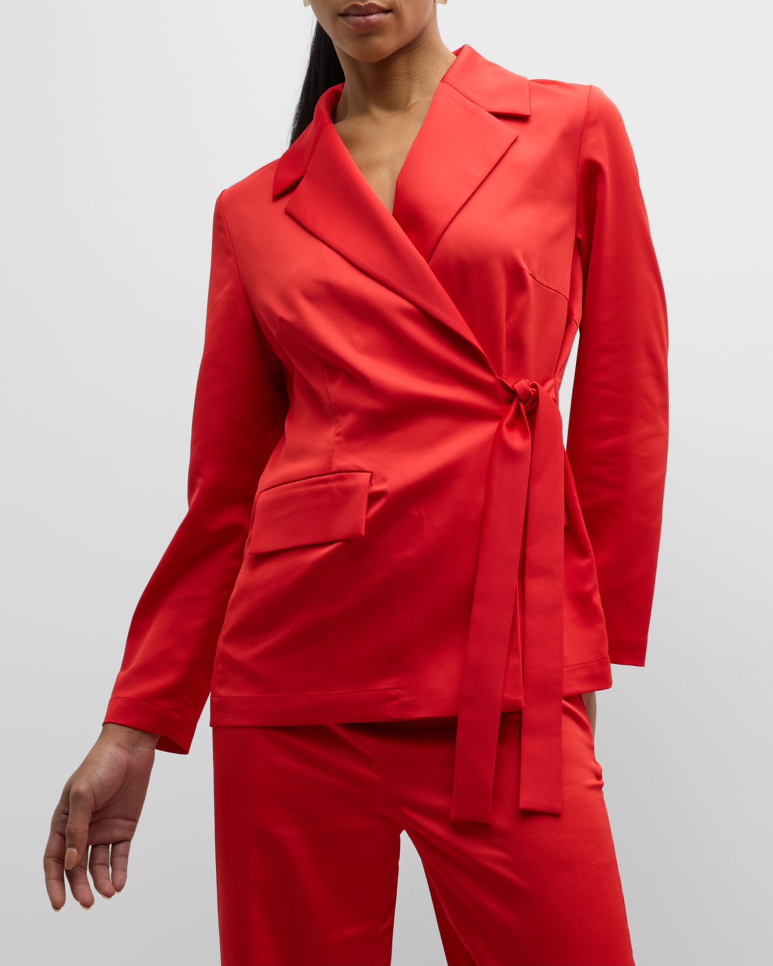 Misook Notched Lapel Side Tie Wrap Blazer Neiman Marcus
