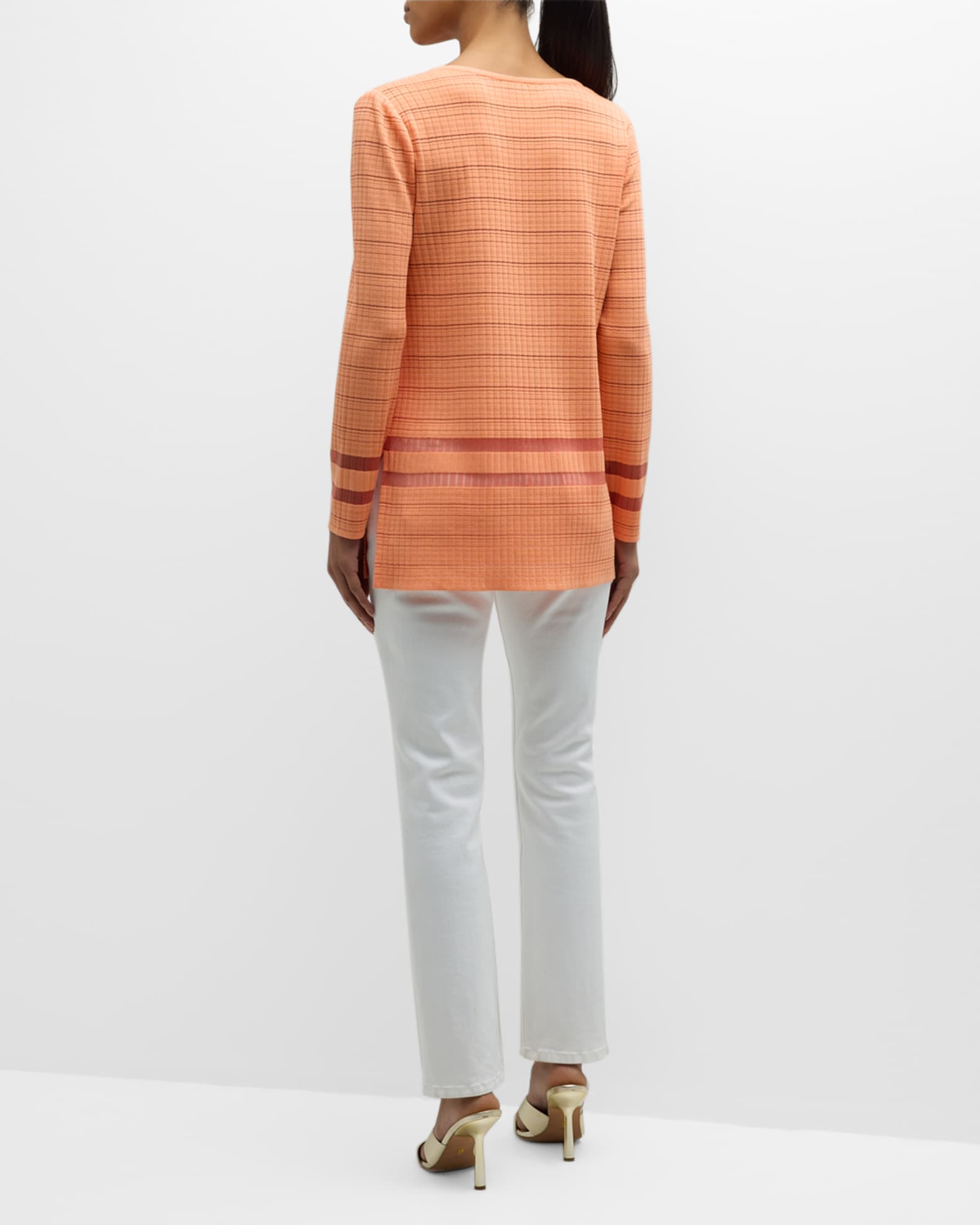 Misook Textured Burnout Striped Knit Tunic | Neiman Marcus