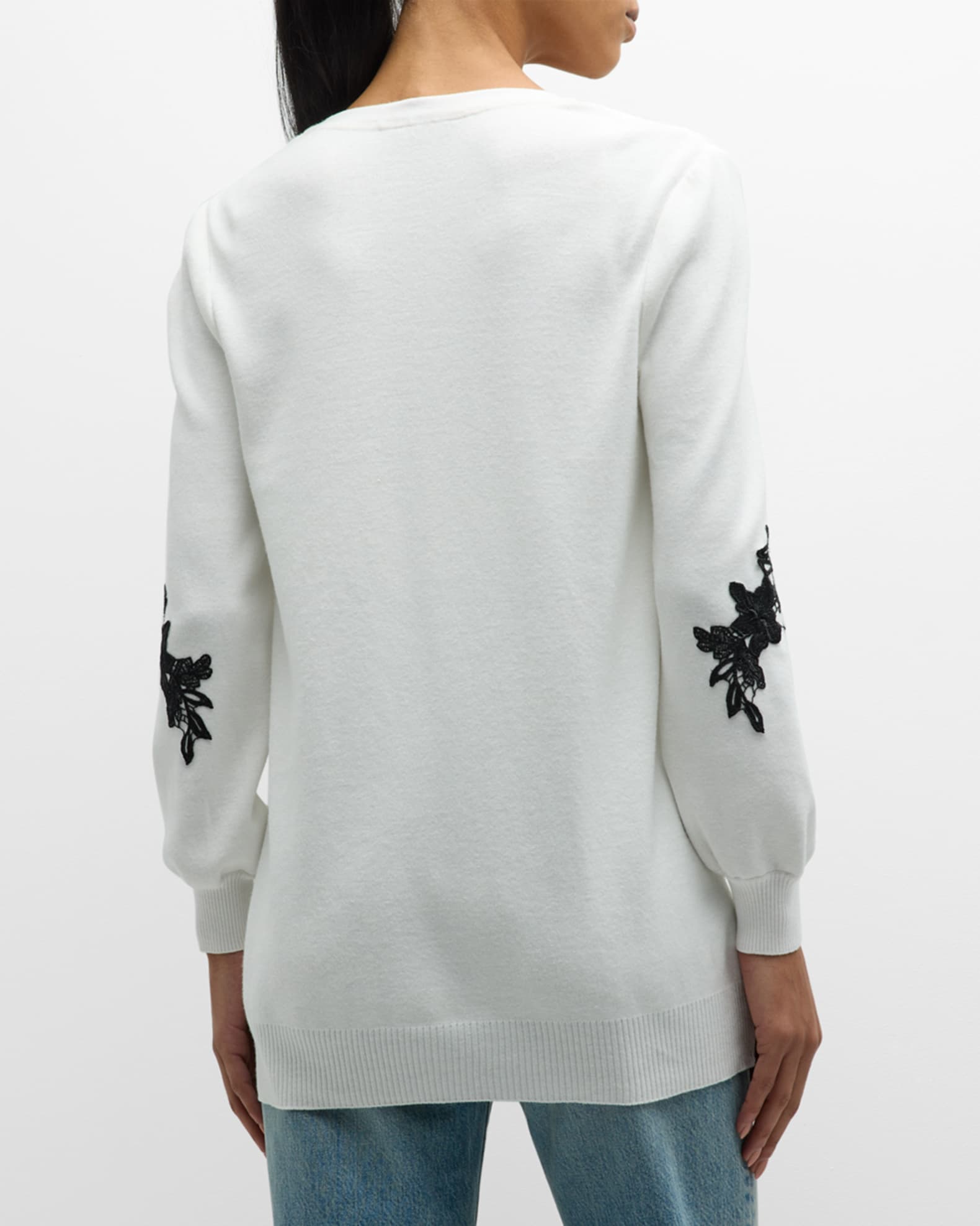 Misook Floral Applique Recycled Knit Cardigan | Neiman Marcus