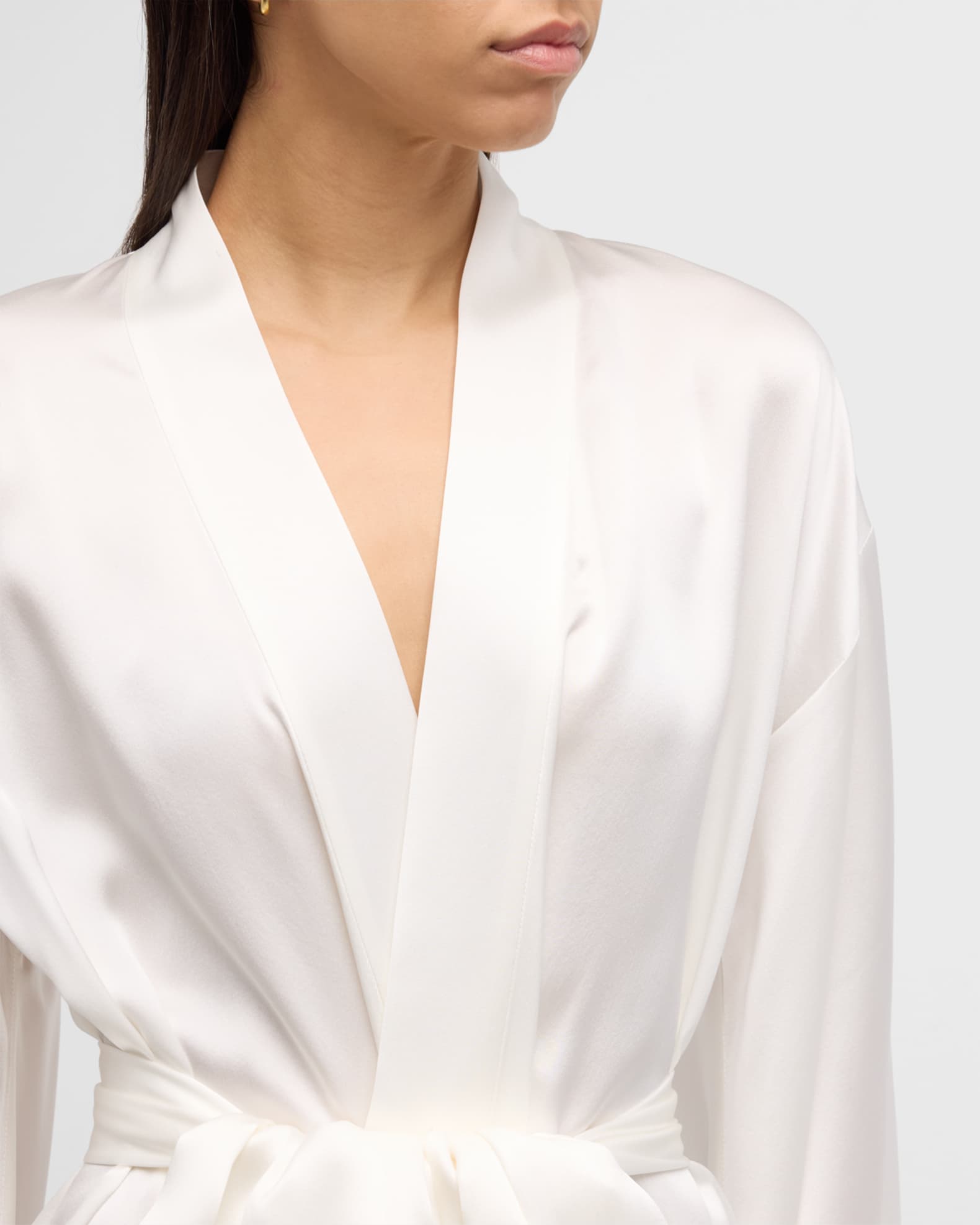 Kiki De Montparnasse Fringe-Trim Silk Mini Kimono Robe | Neiman Marcus