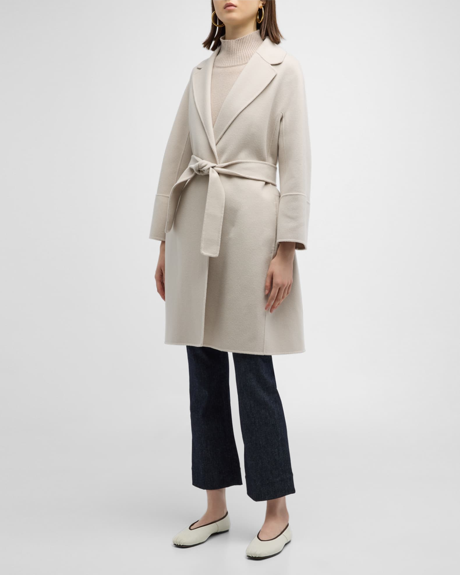 Max Mara Arona Self-Tie Wool Coat | Neiman Marcus
