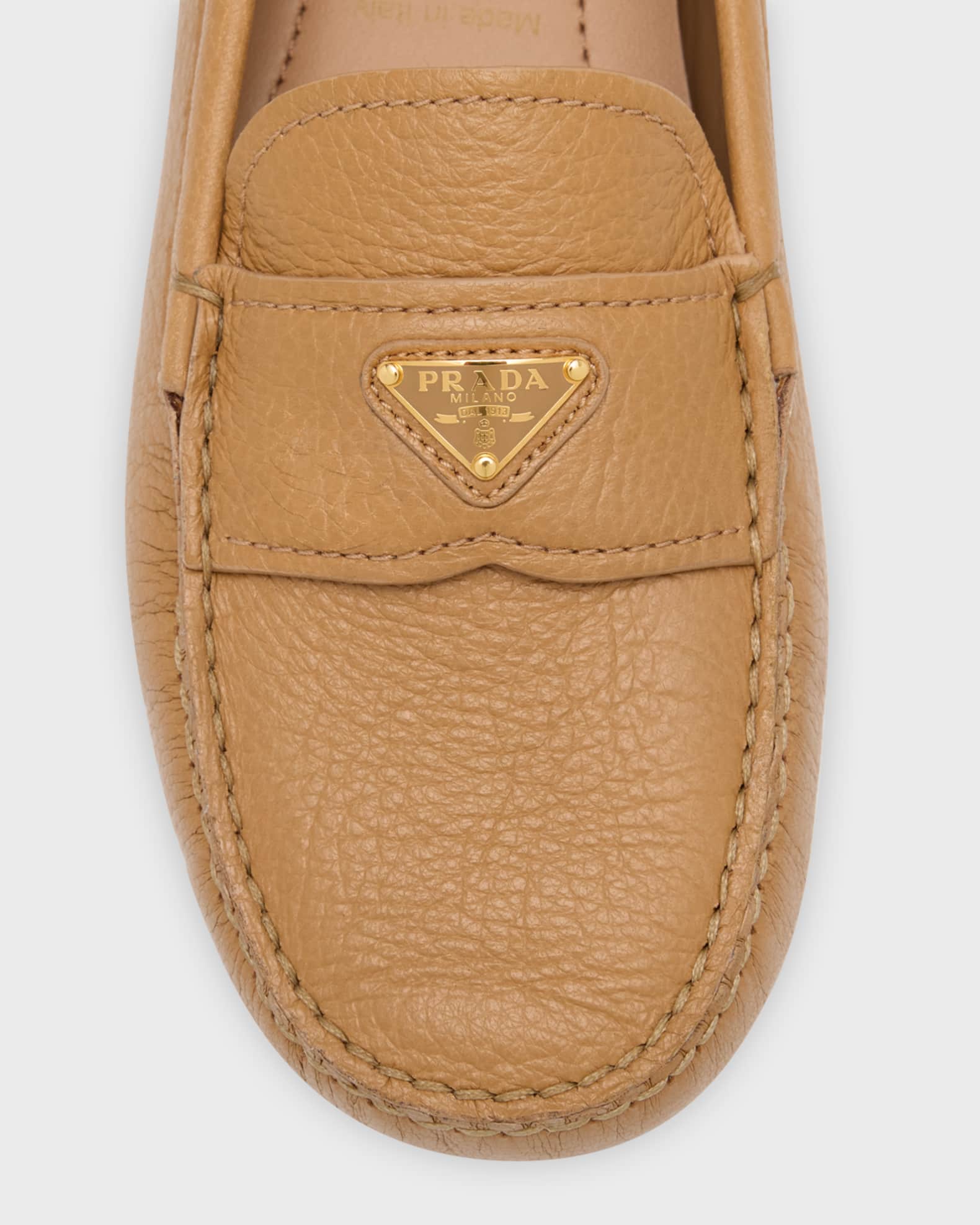 Prada Calfskin Leather Drivers | Neiman Marcus