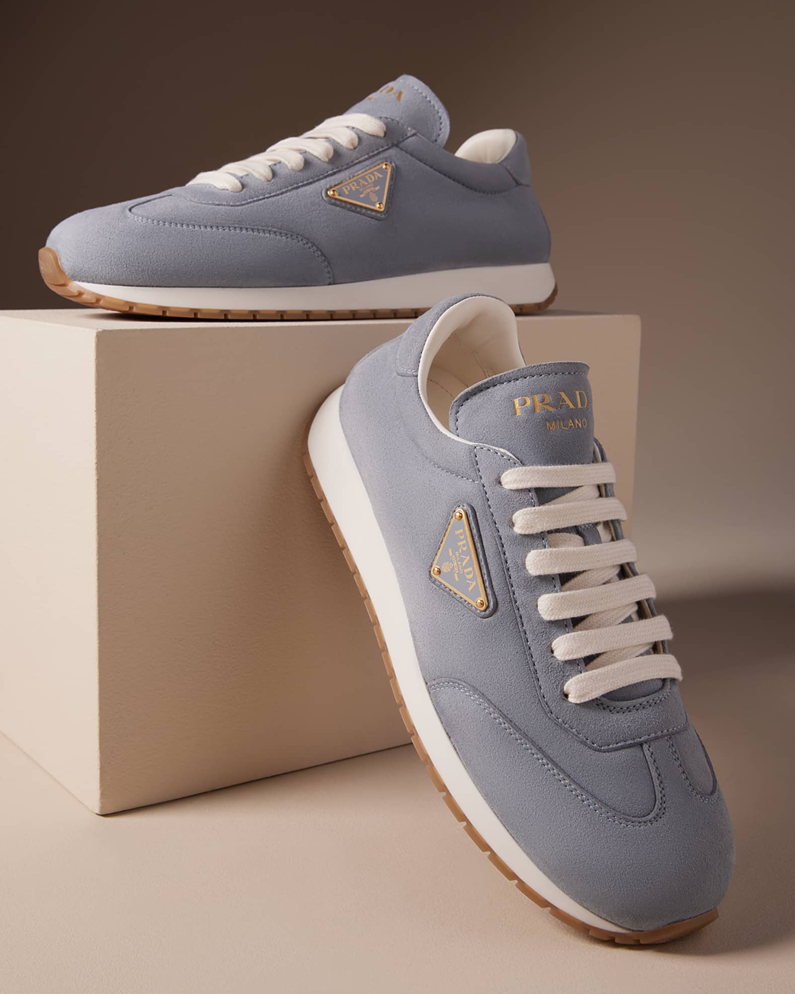 Prada Suede Lace-Up Runner Sneakers | Neiman Marcus