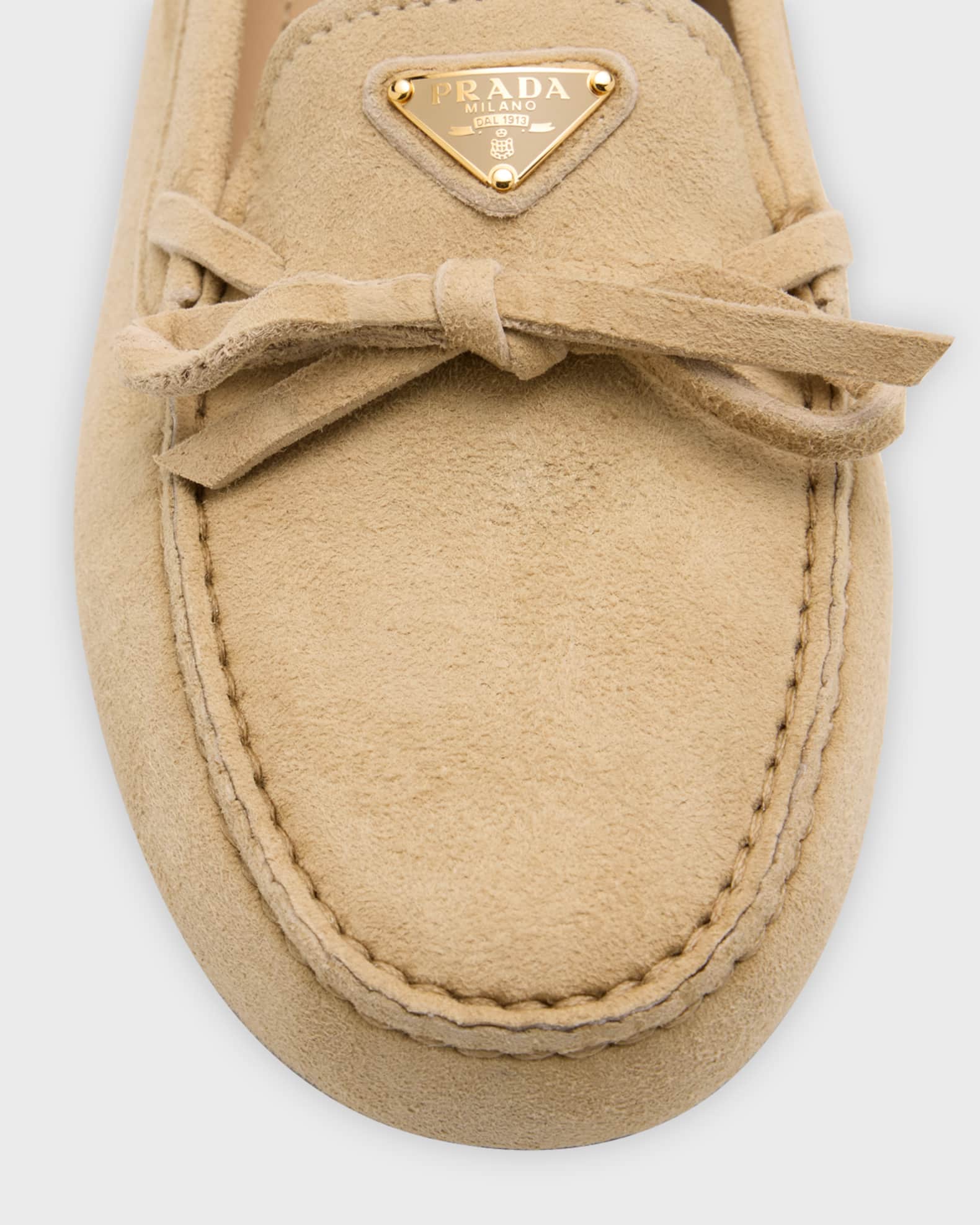 Prada Suede Bow Drivers | Neiman Marcus