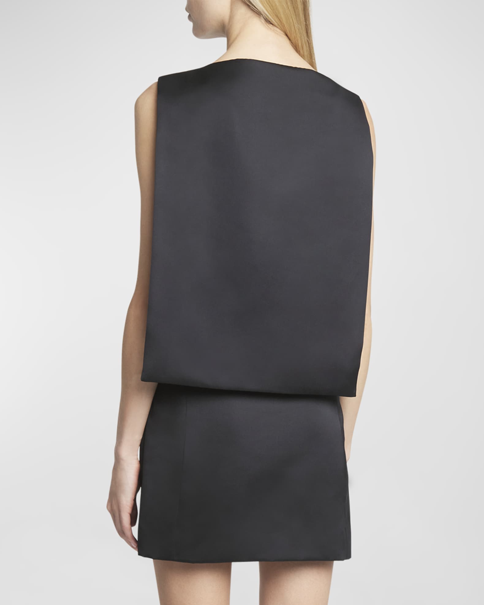 Coperni Cutout Sleeveless Cape Satin Mini Dress | Neiman Marcus
