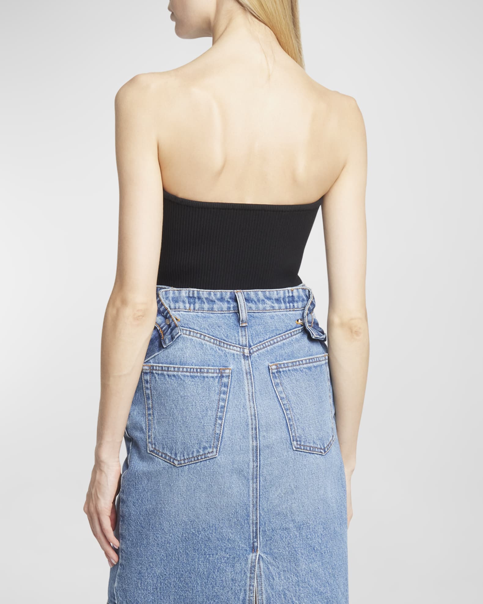 Coperni Rib Knit Strapless Bustier Top | Neiman Marcus