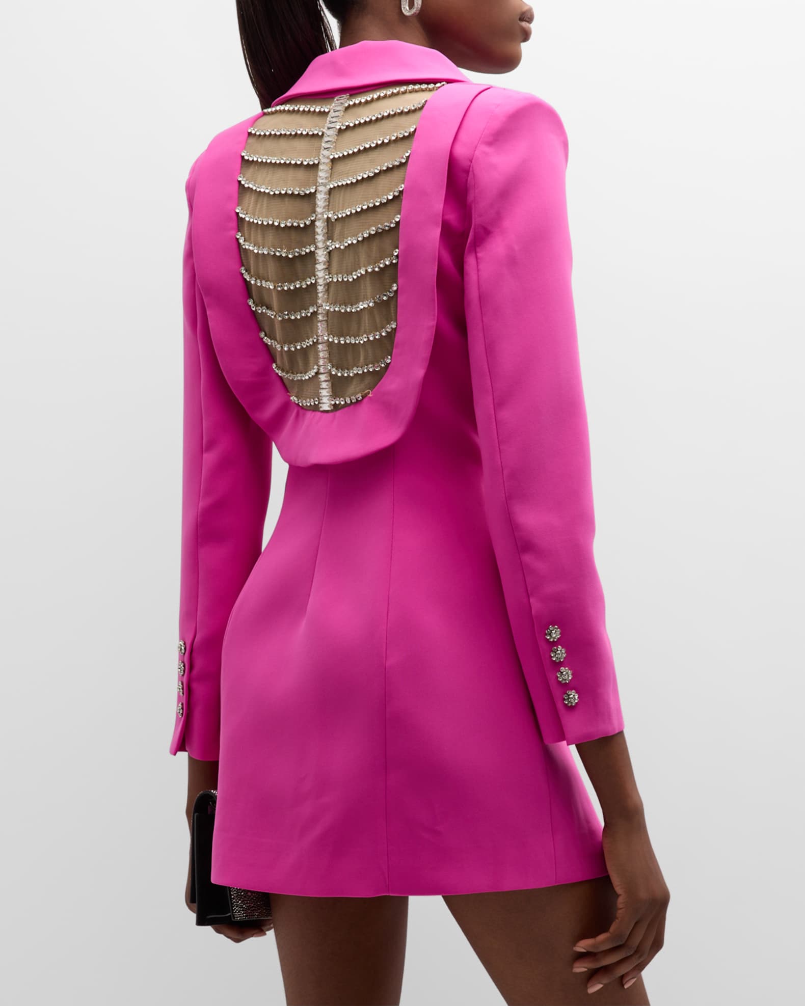 Jovani Rhinestone-Embellished Mini Jacket Dress | Neiman Marcus