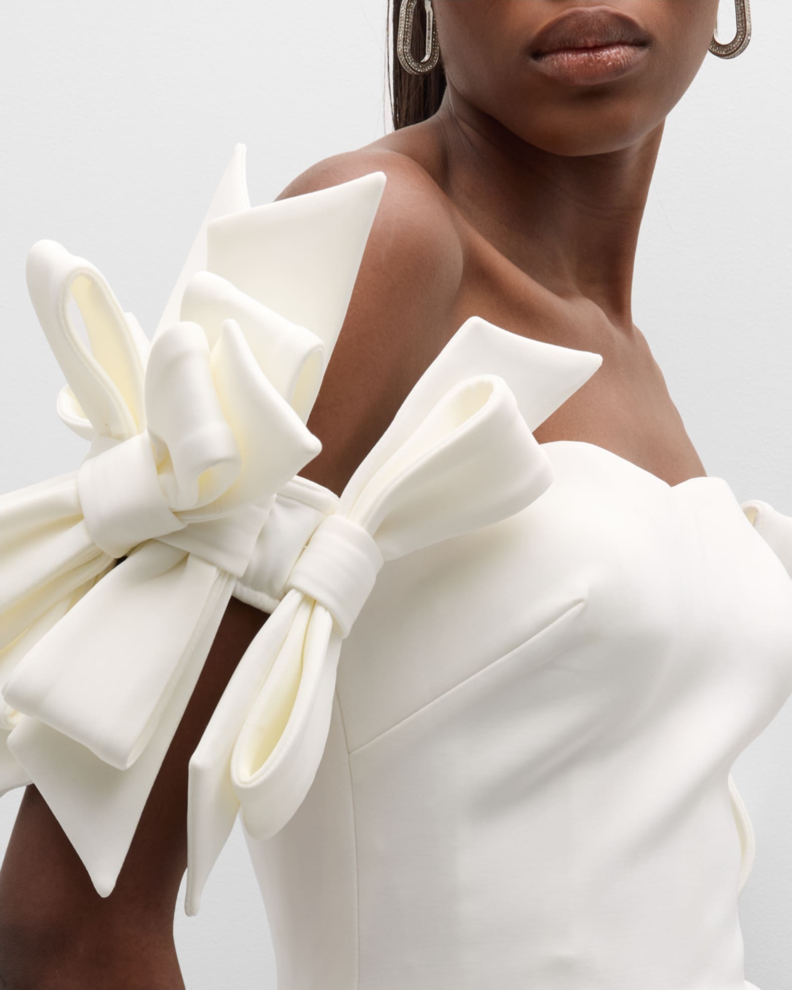 Jovani Off-Shoulder Bow-Embellished Midi Dress | Neiman Marcus