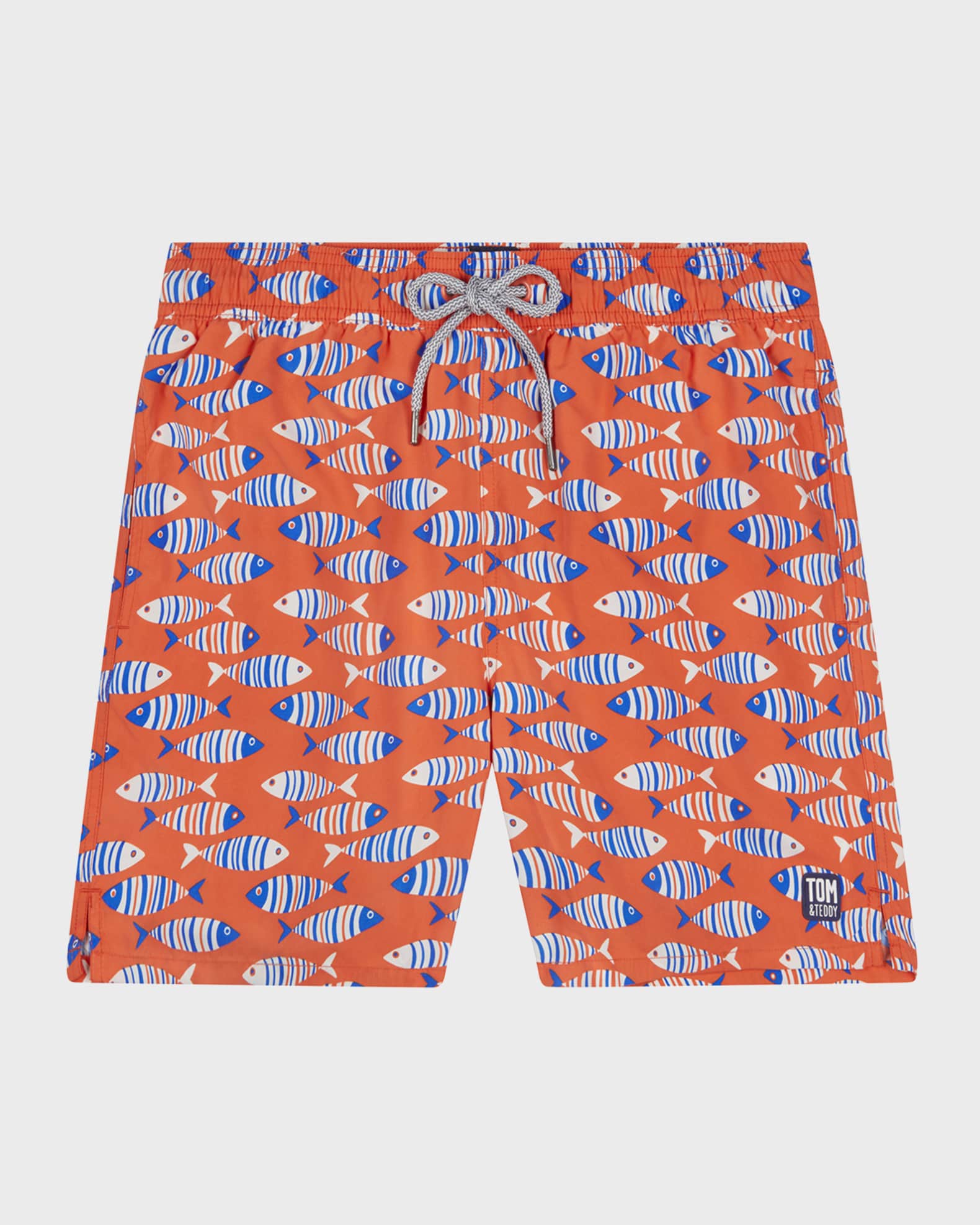 Tom & Teddy Men's Fish-Print Swim Shorts | Neiman Marcus