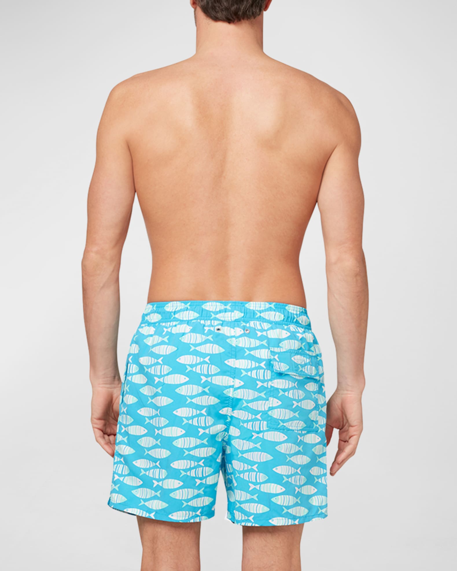 Tom & Teddy Men's Fish-Print Swim Shorts | Neiman Marcus