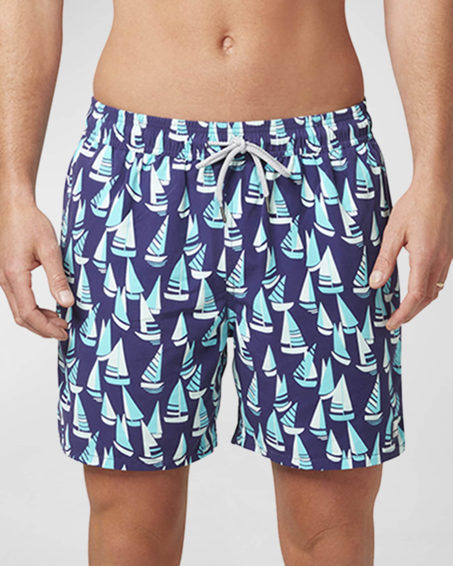 Tom & Teddy Men's Boat-Print Swim Shorts | Neiman Marcus