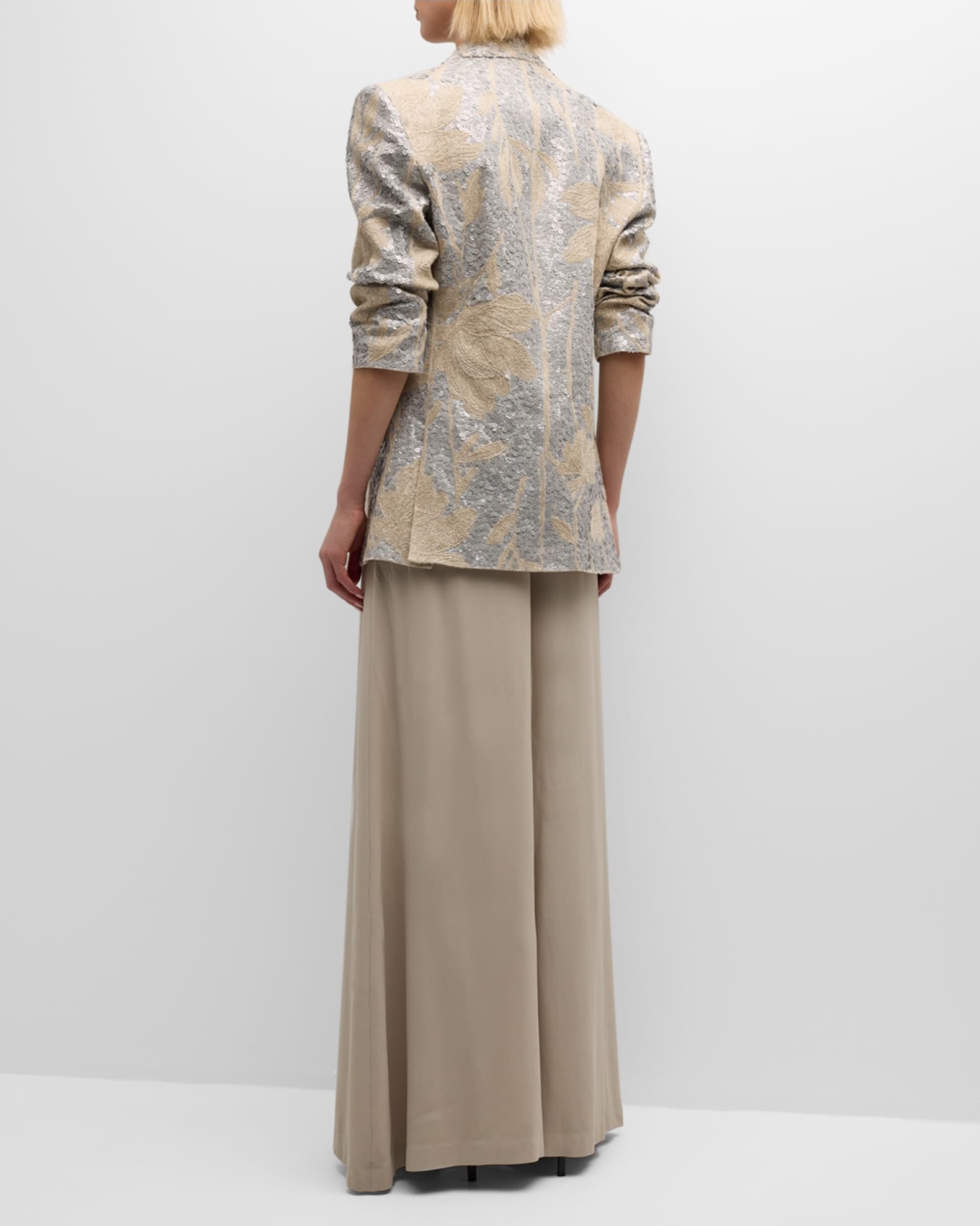 Brunello Cucinelli Paillette Magnolia Embroidered Single-Breasted ...