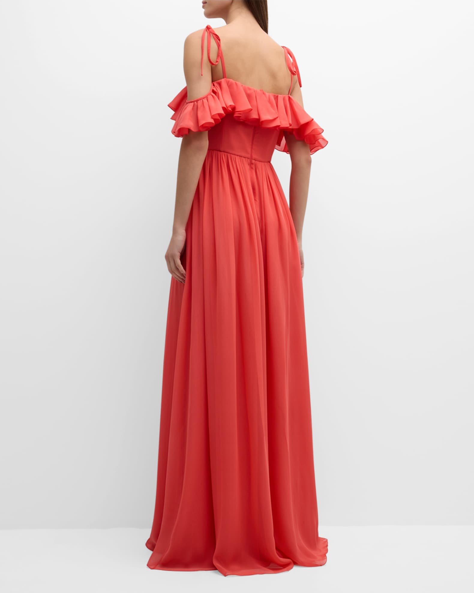 Giambattista Valli Ruffle Off-The-Shoulder Silk Georgette Gown | Neiman ...
