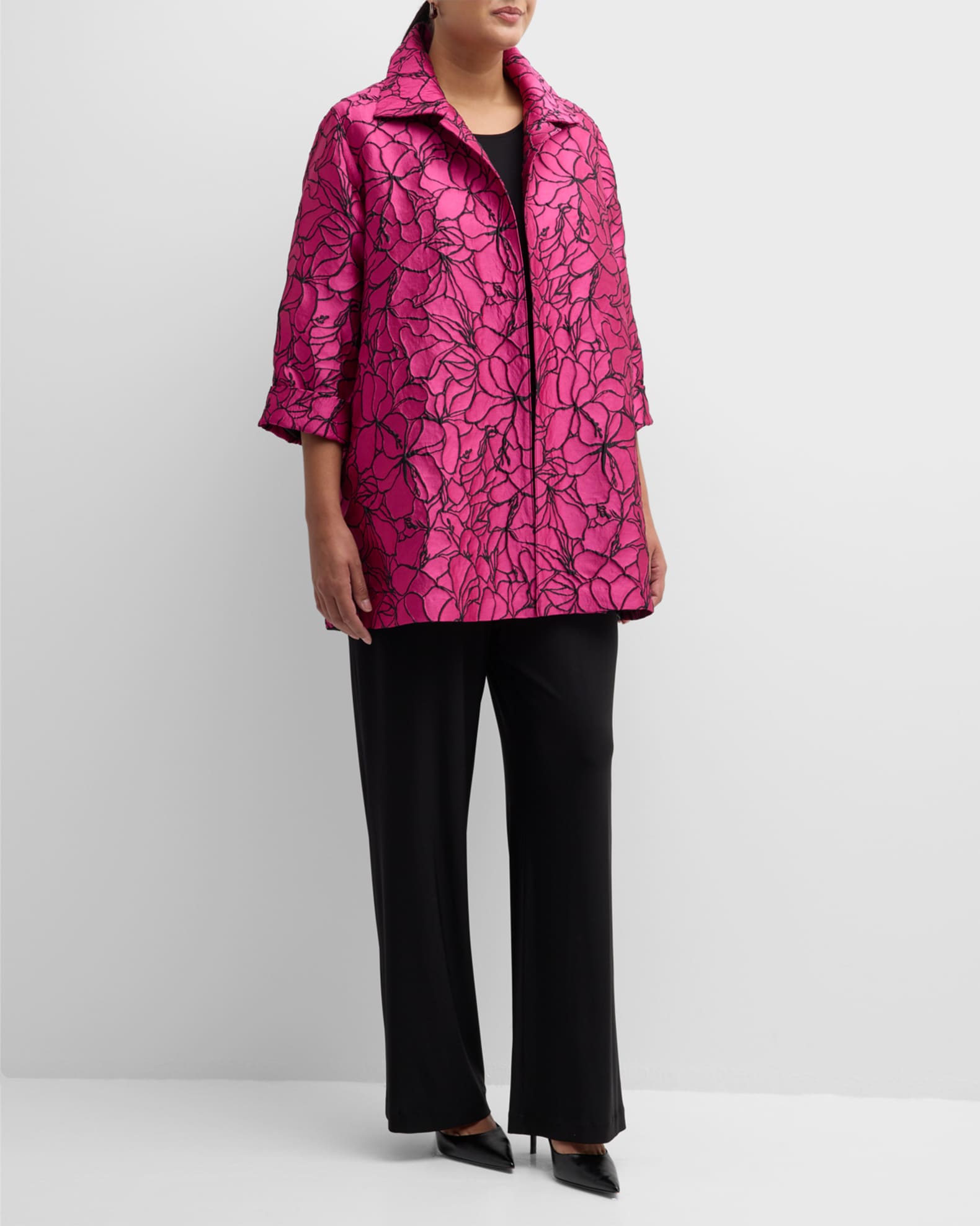 Caroline Rose Plus Plus Size Azalea Floral Jacquard Jacket | Neiman Marcus