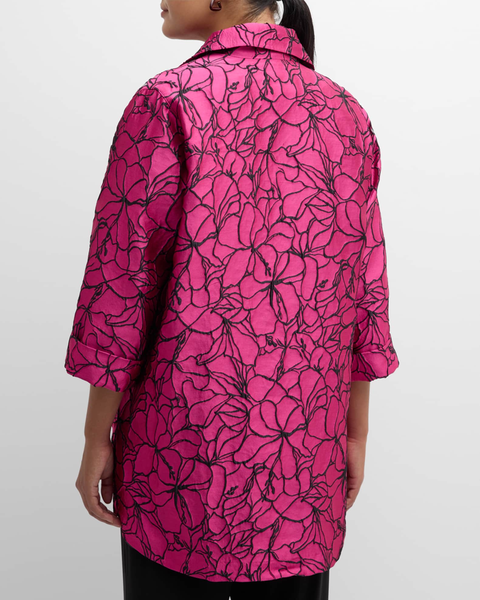 Caroline Rose Plus Plus Size Azalea Floral Jacquard Jacket | Neiman Marcus