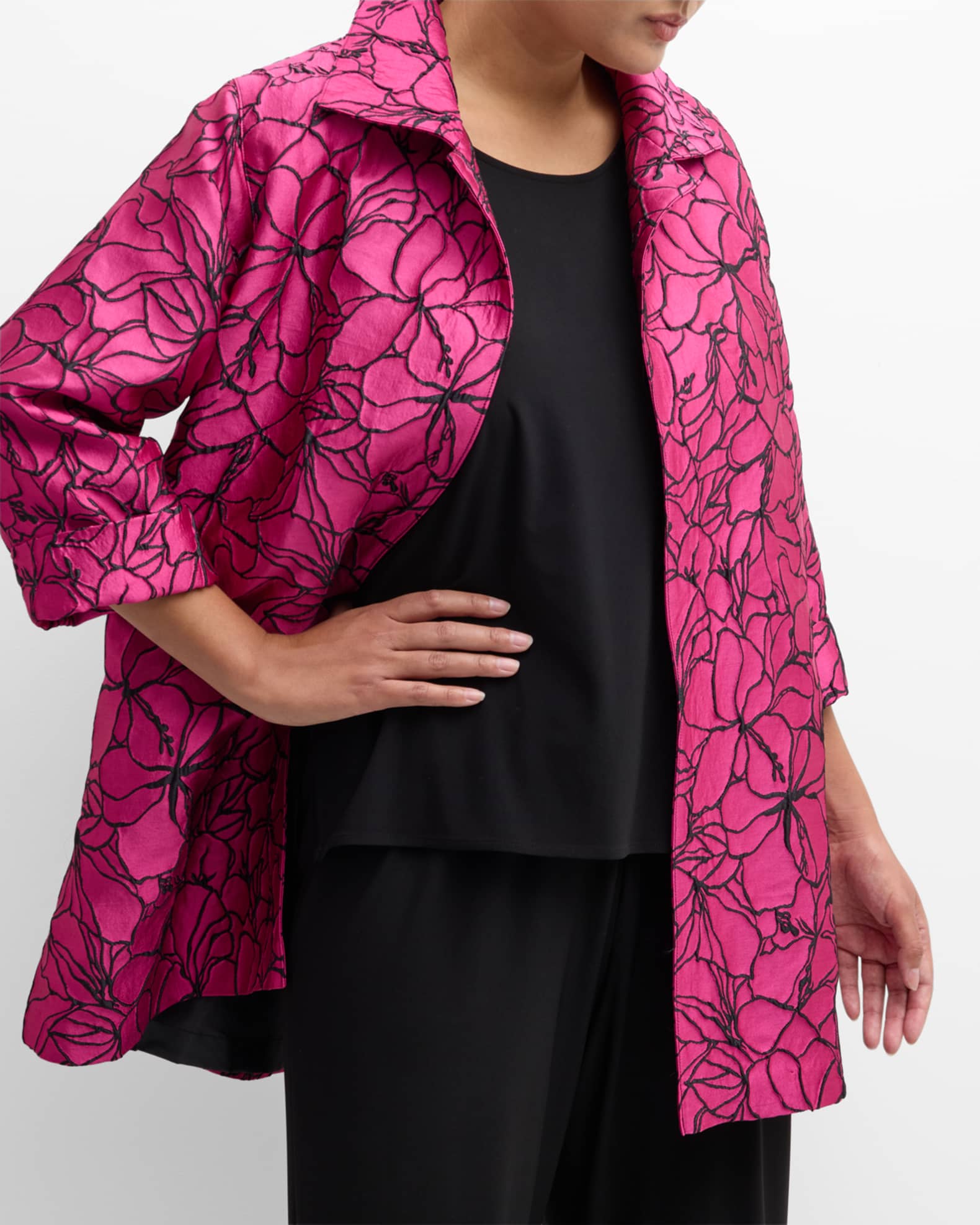Caroline Rose Plus Plus Size Azalea Floral Jacquard Jacket | Neiman Marcus