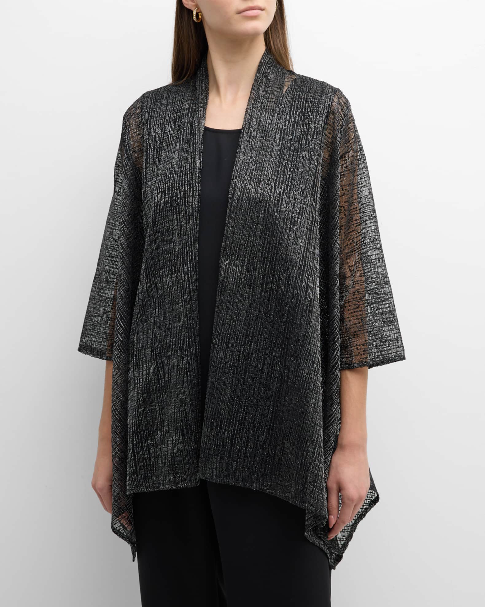 Caroline Rose Metallic Sequin Mesh Cardigan | Neiman Marcus