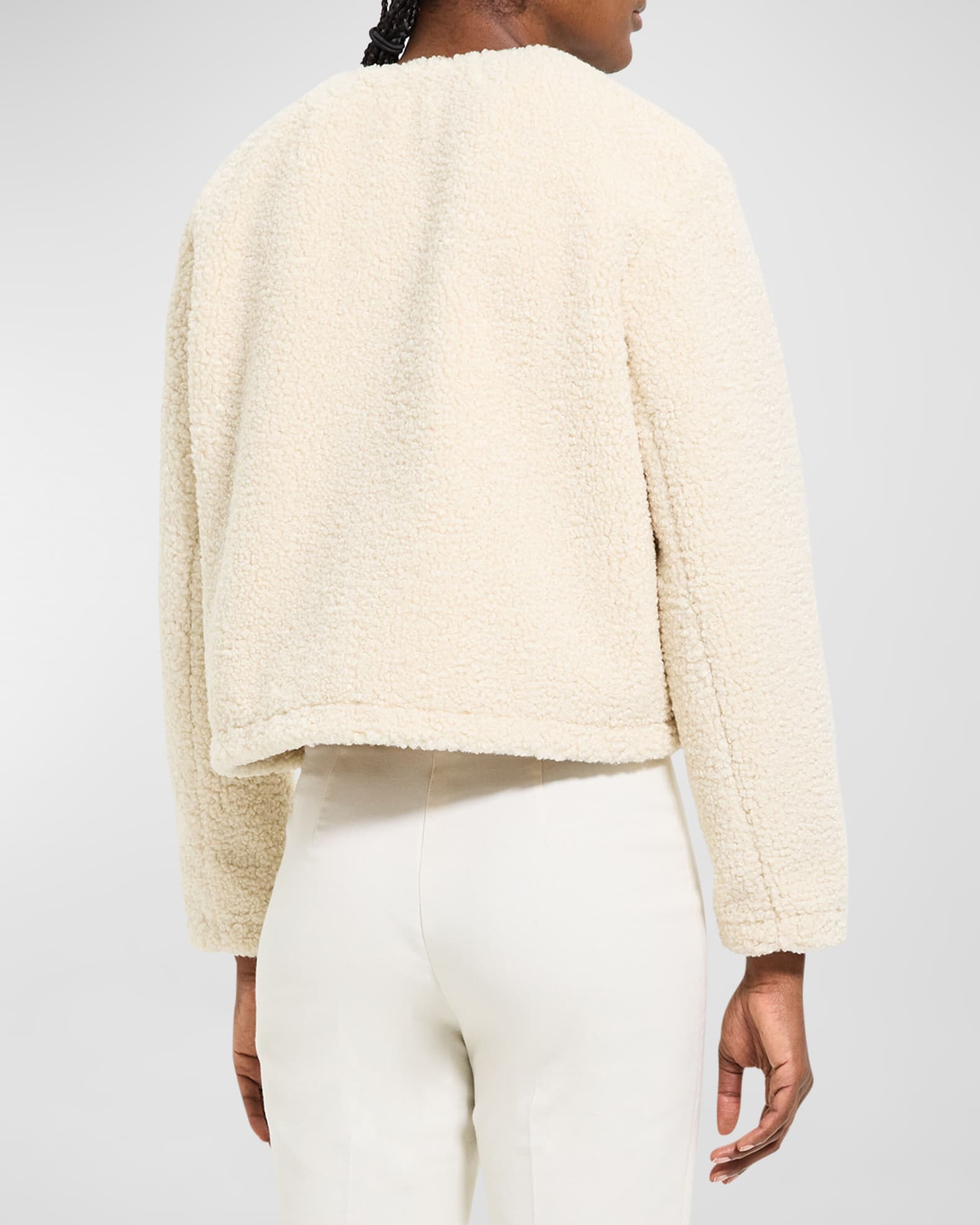 Theory Cropped Easy Sherpa Jacket | Neiman Marcus