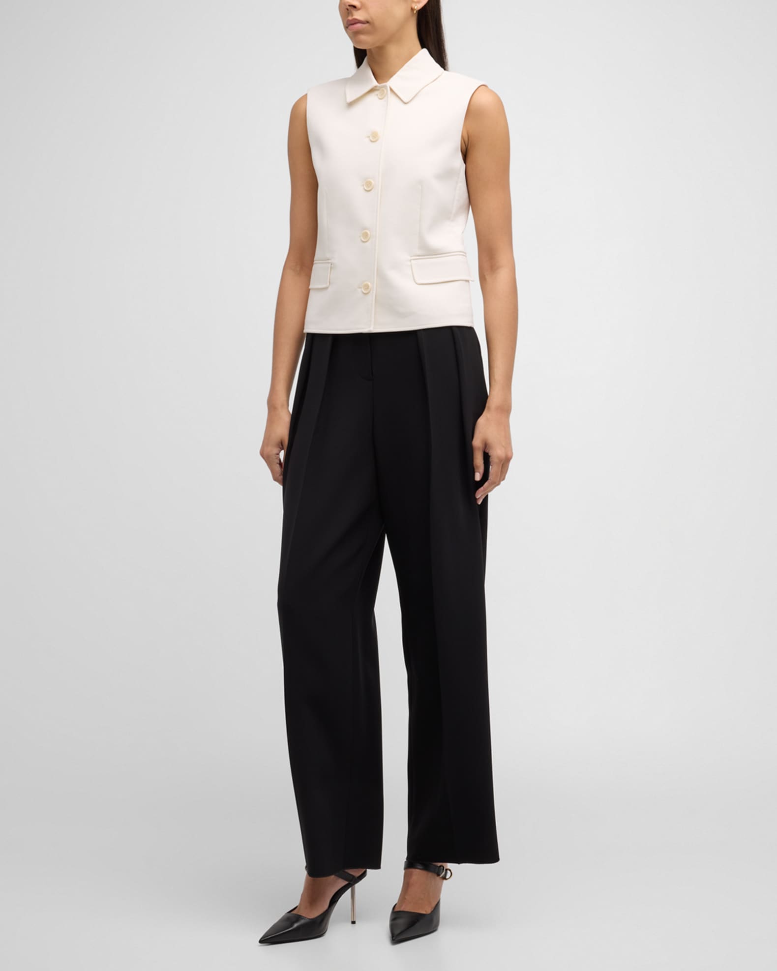 Theory Tailored Wool-Blend Stretch Vest | Neiman Marcus