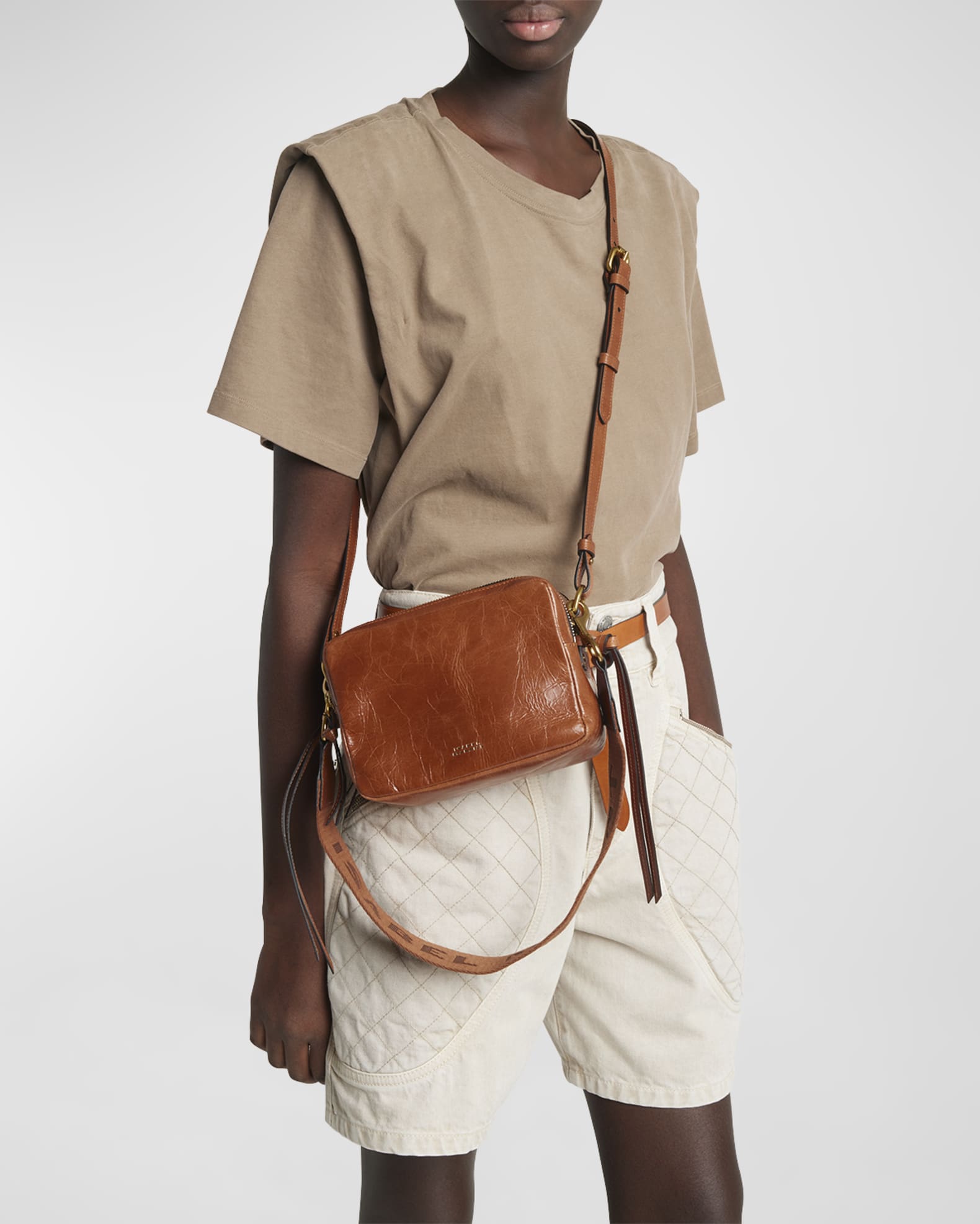 Isabel Marant Wardy Camera Leather Crossbody Bag | Neiman Marcus