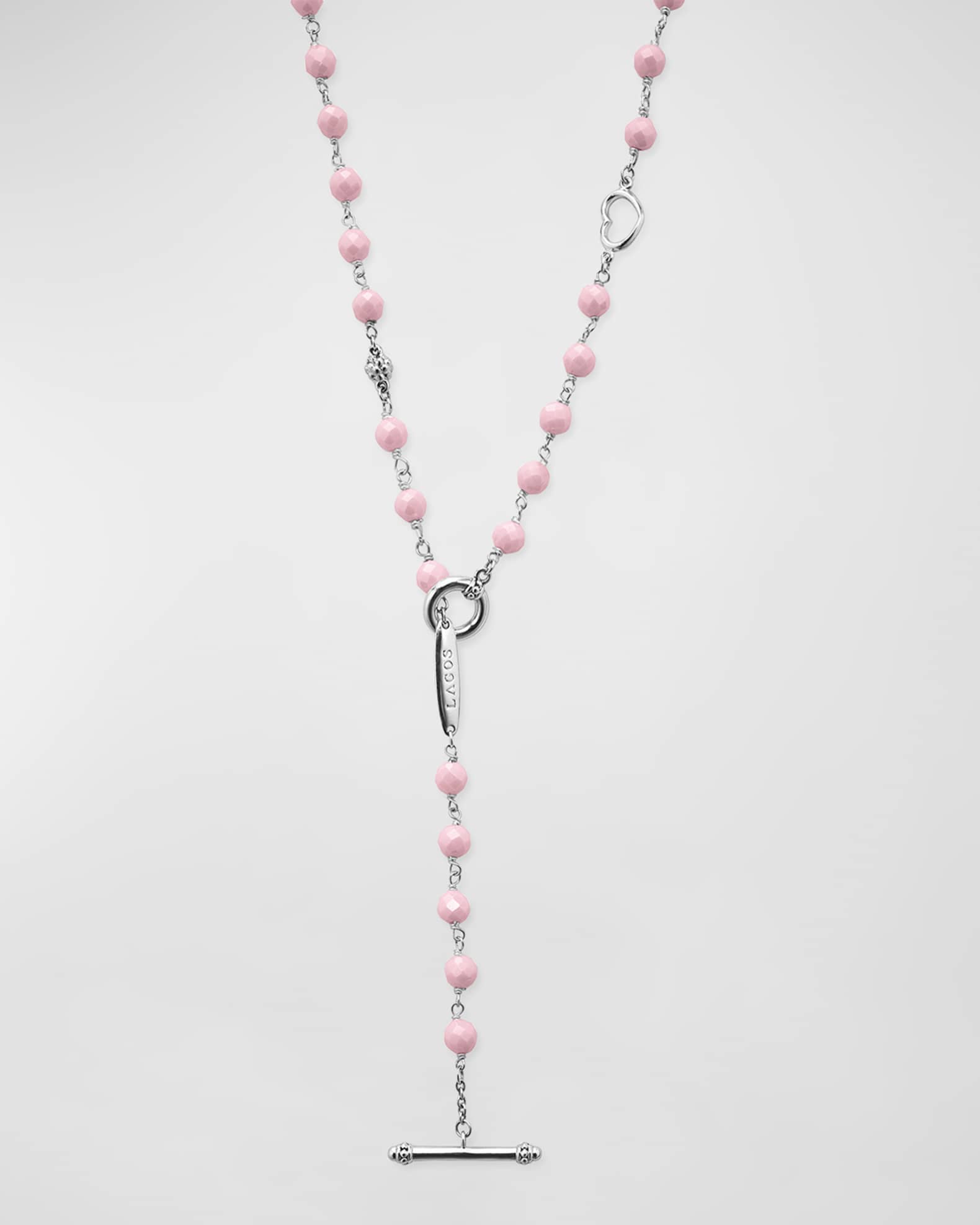 LAGOS Sterling Silver Caviar Icon Pink Ceramic 4mm Chain Necklace, 16 ...