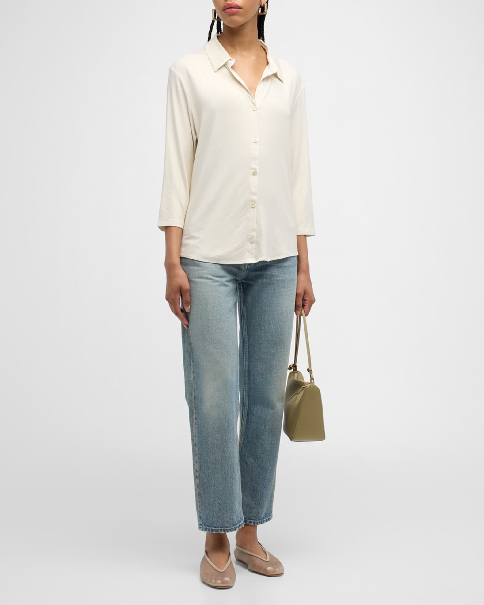 Majestic Filatures Soft Touch Metallic Button-Front Shirt with Side ...