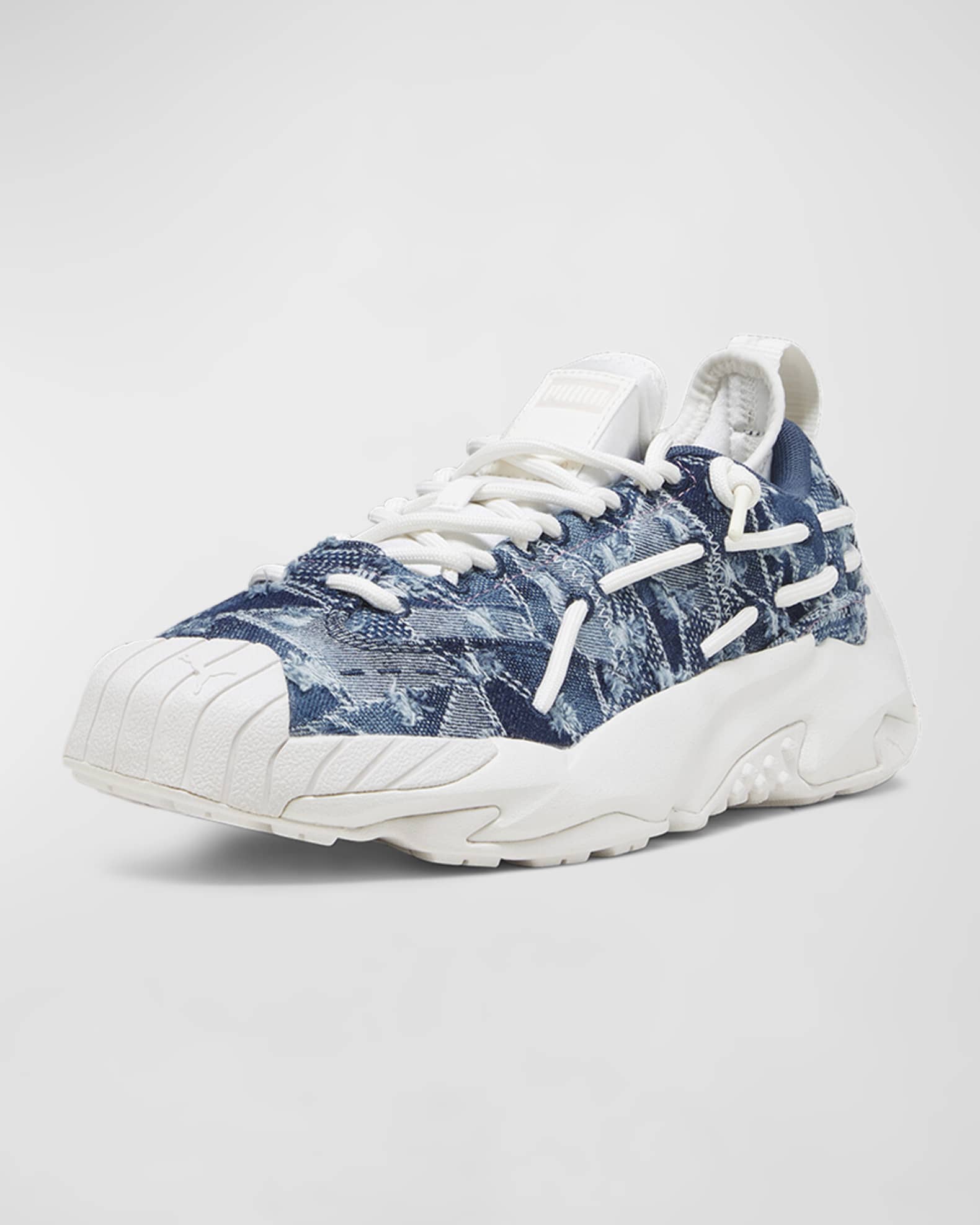 Puma Men's Plexus Denim Patchwork Low-Top Sneakers | Neiman Marcus
