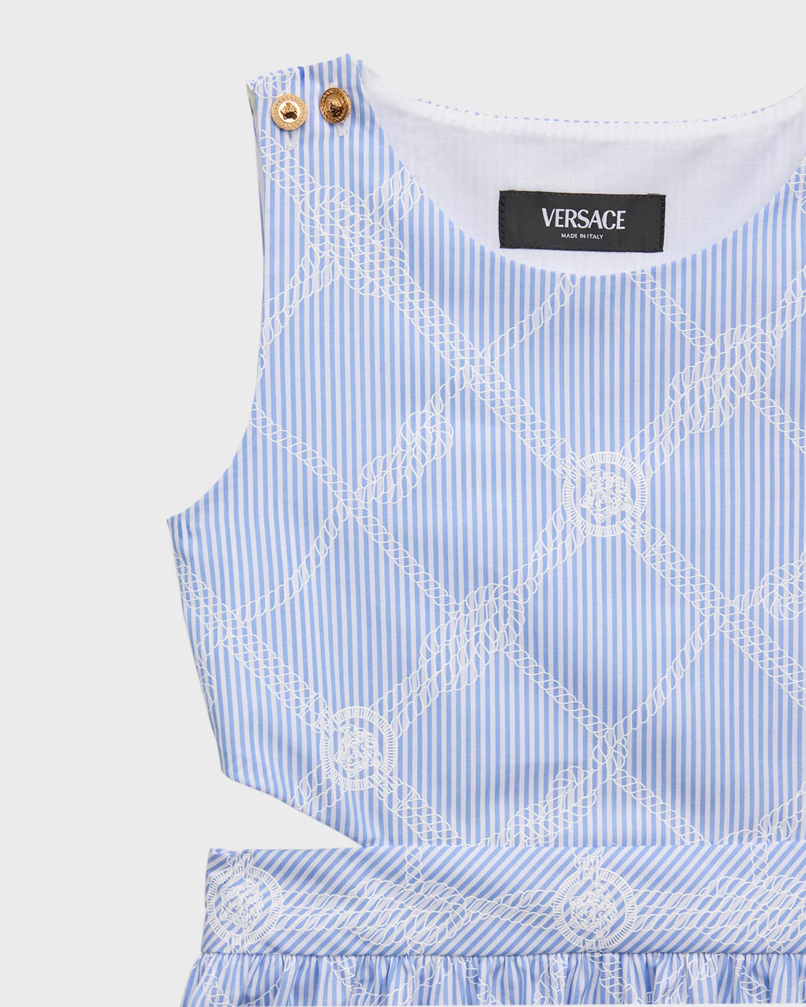 Versace Girl's Sleeveless Pop Stripe Rope Check Dress, Size 4-14 ...